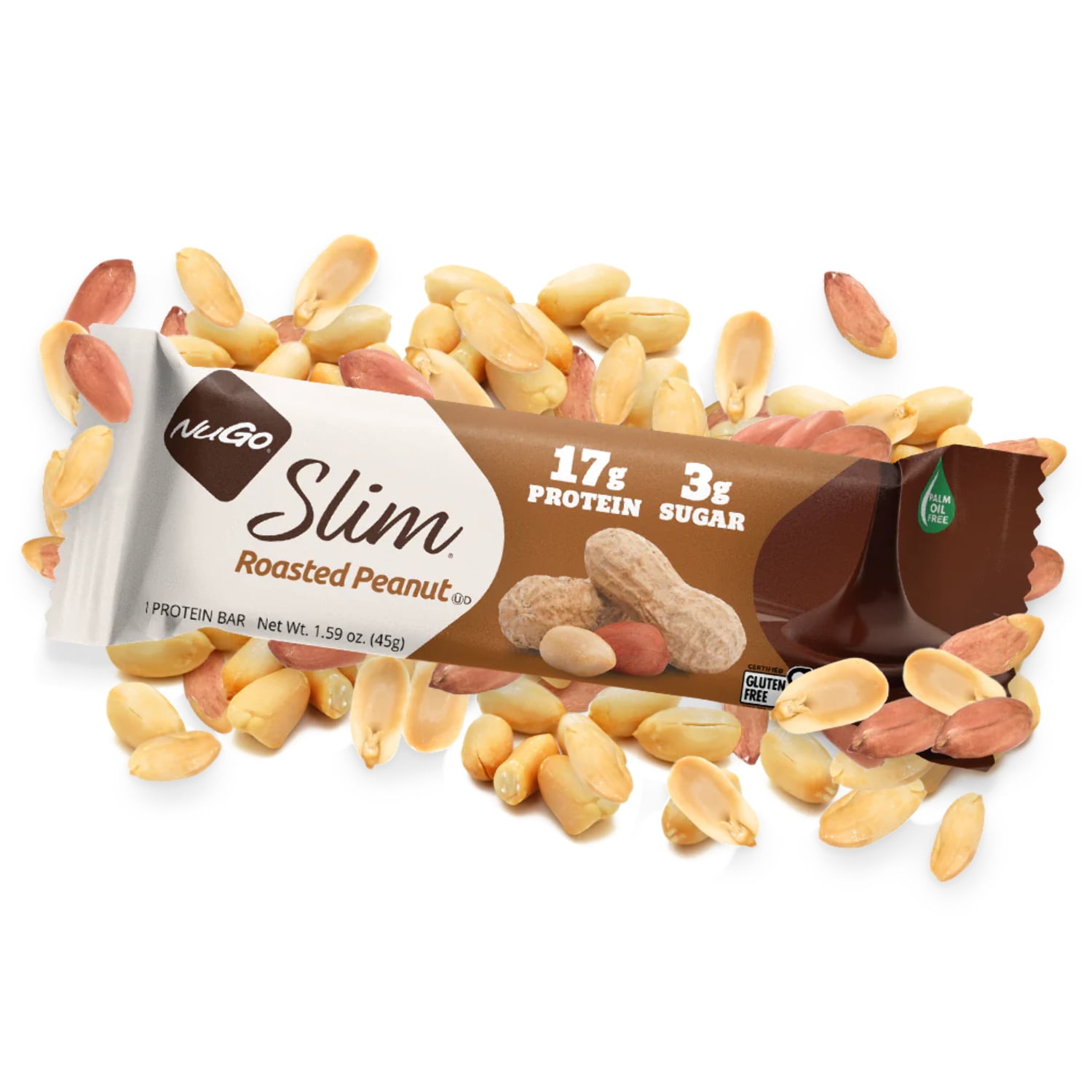 NuGo Slim Dark Chocolate Roasted Peanut, 16g Protein, 2g Sugar, 7g ...