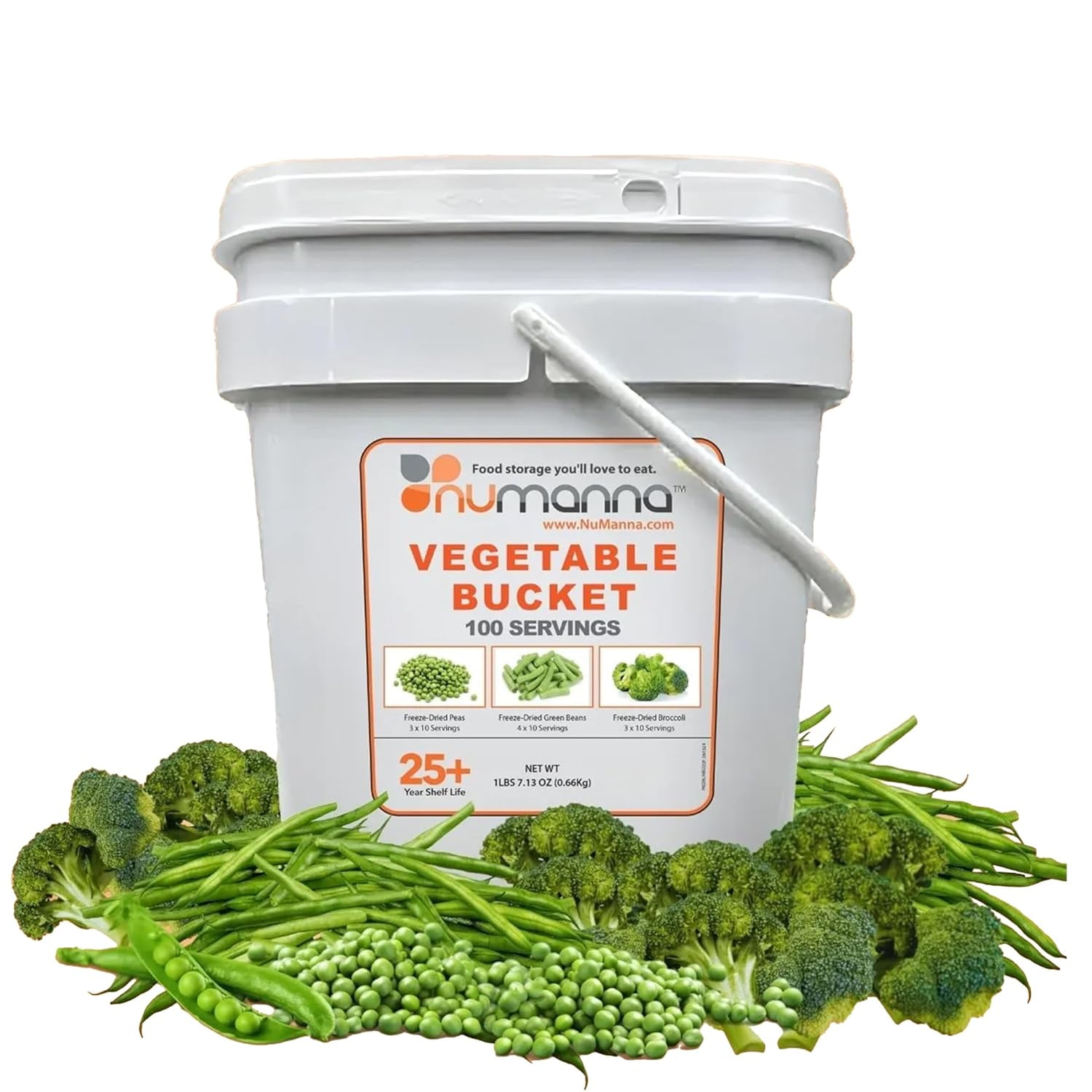 NuManna Freeze-Dried Vegetables Bucket | 100 Servings Contains Peas ...