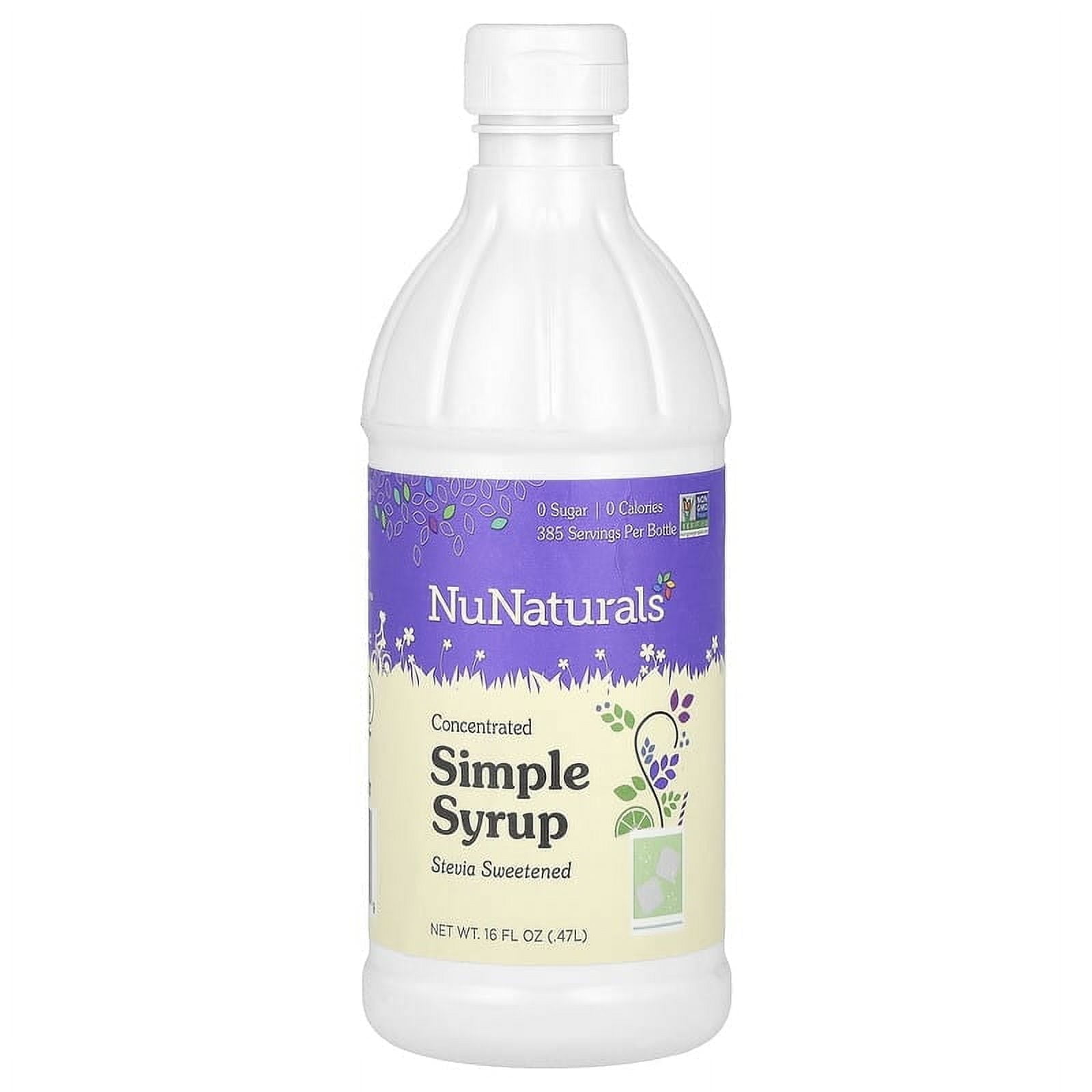 NuNaturals, Concentrated Simple Syrup, 16 fl oz (0.47 L) Pack of 4 ...