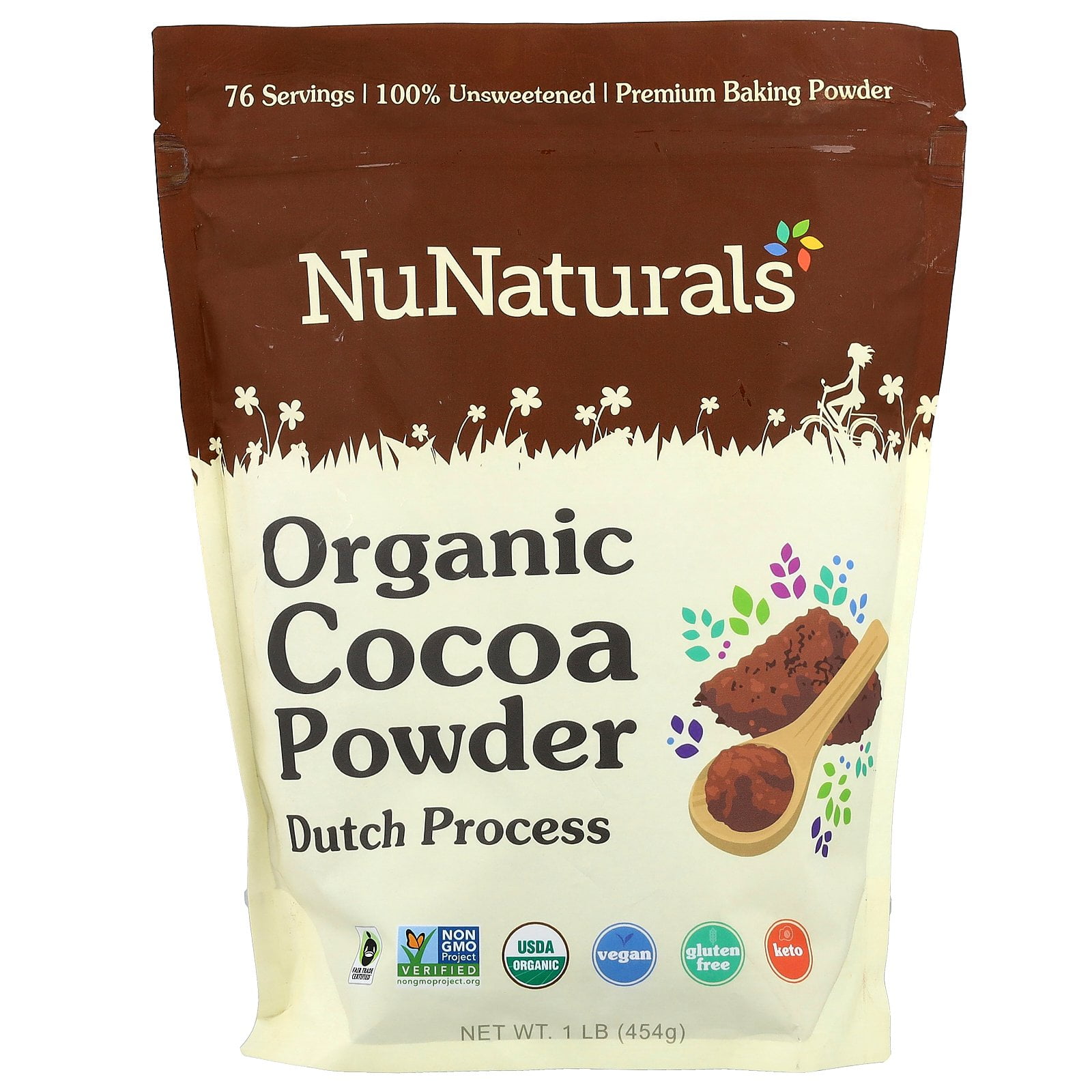 NuNaturals Organic Dutch Processed Dark Baking Cocoa Powder, 1 lb ...