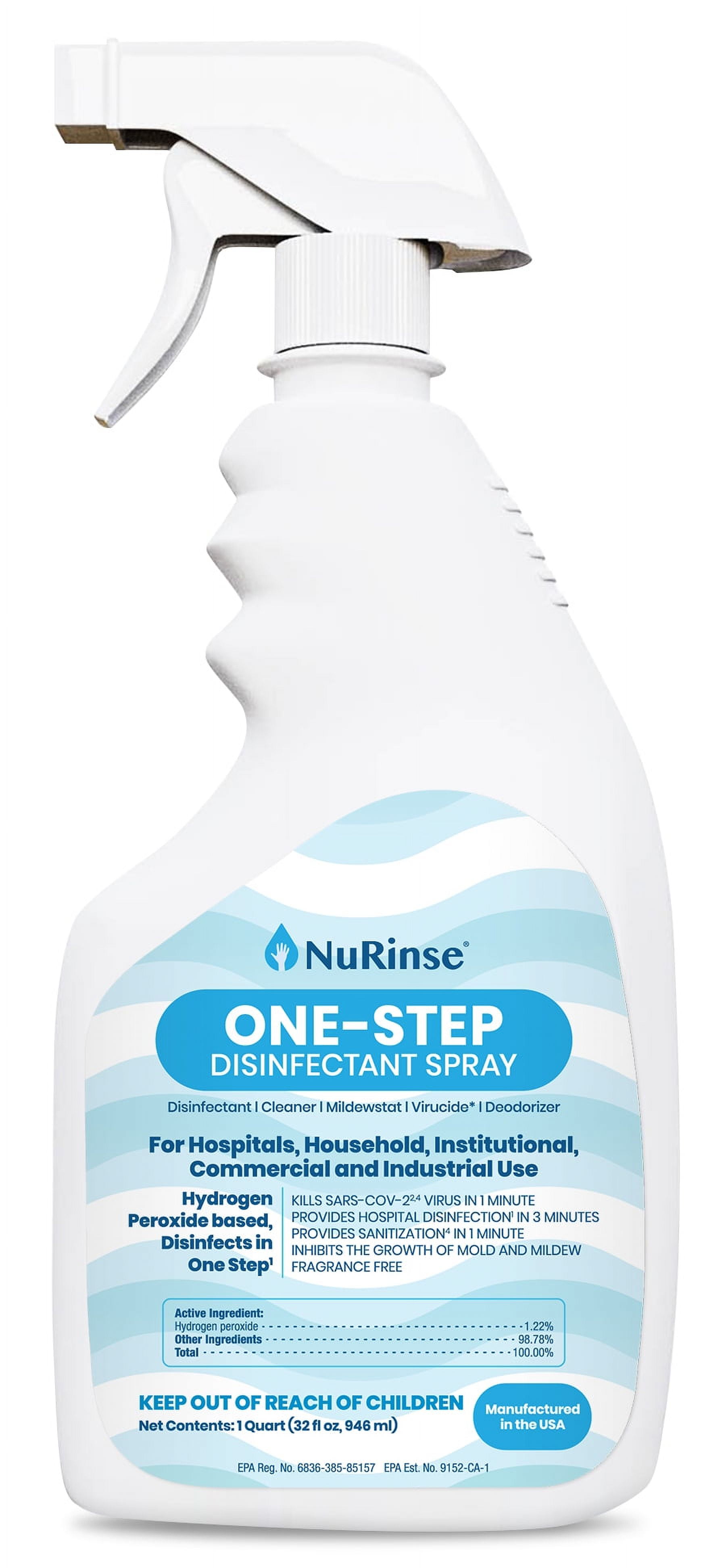 NuRinse One-Step Disinfectant Spray |32 FL OZ |One Pack | All Purpose ...