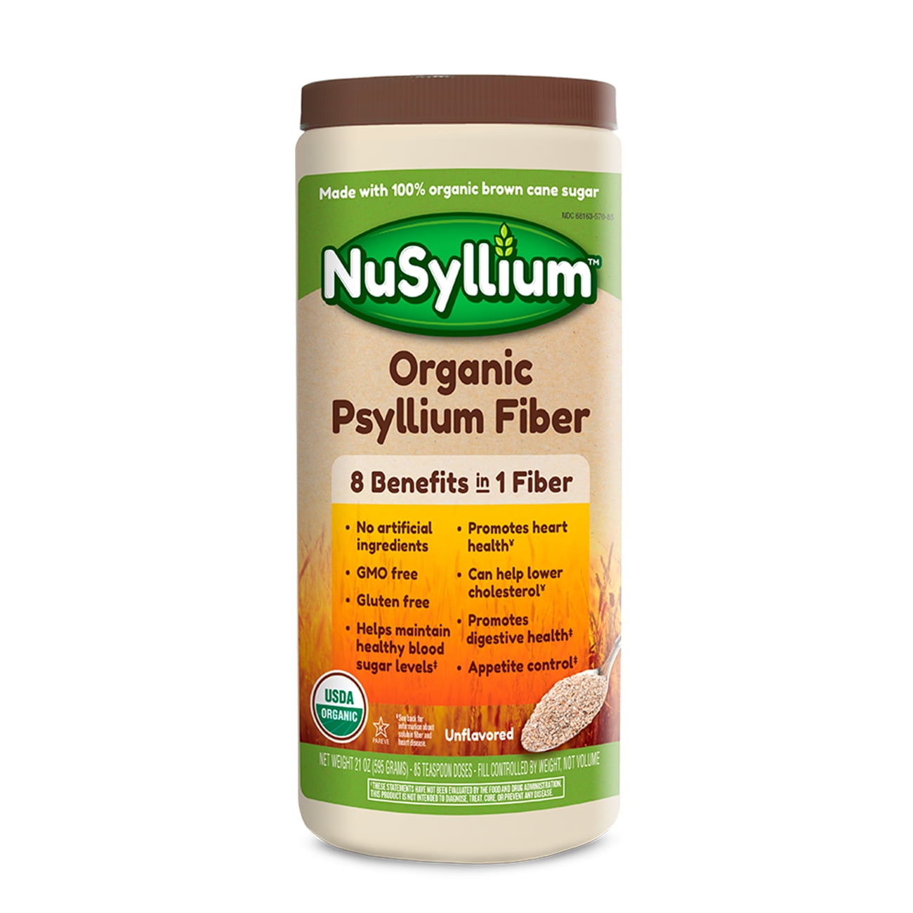 NuSyllium Organic Natural Fiber Supplement, Gluten Free Daily Powder ...
