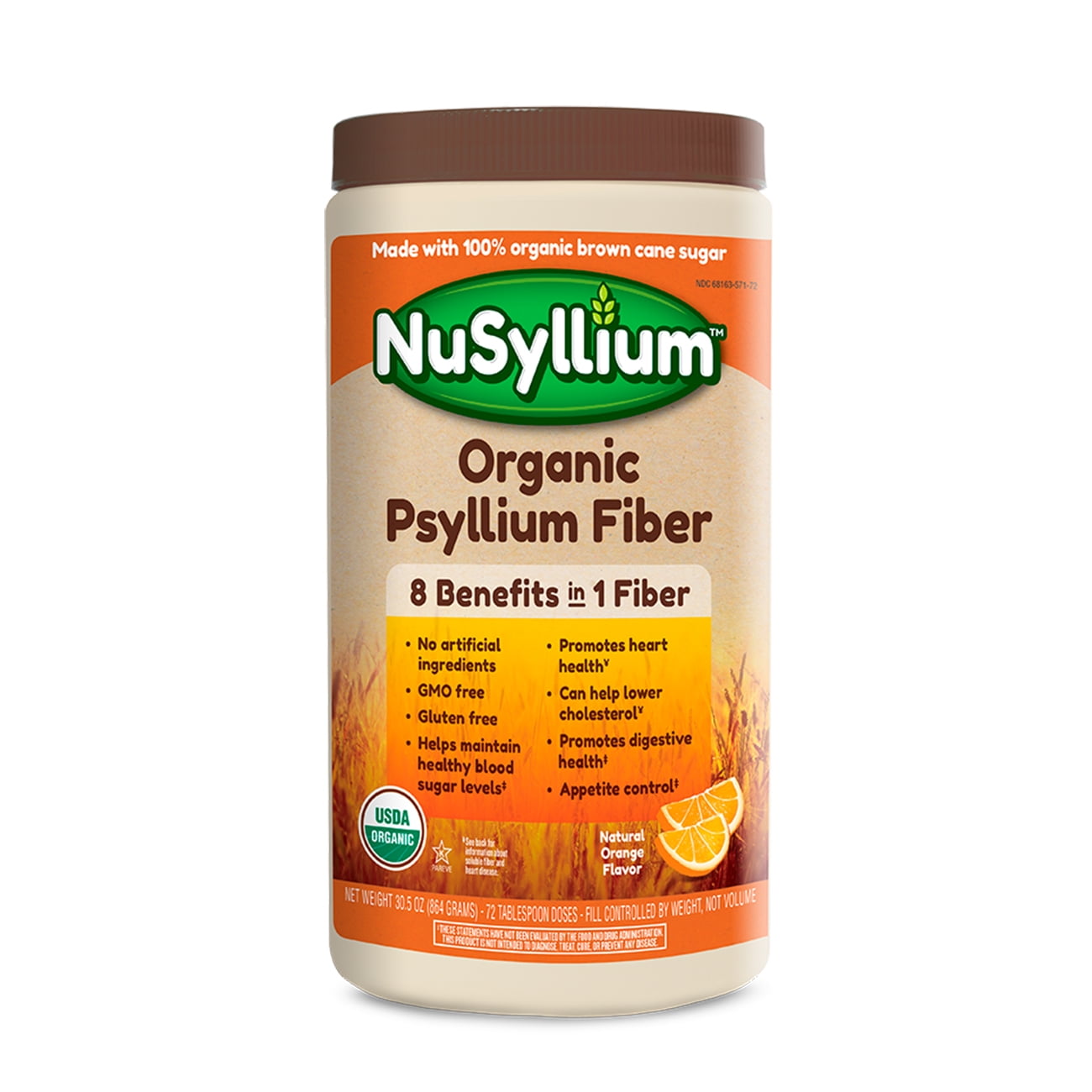 NuSyllium Organic Psyllium Fiber, Natural Orange Flavor, 30.5 oz. HSA ...