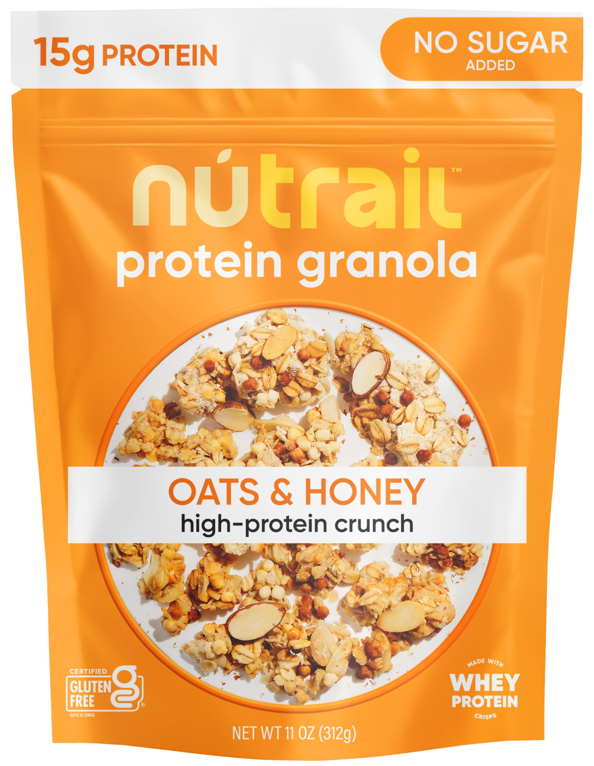 NuTrail 15g Protein Granola Cereal, Oats & Honey, No Sugar Added ...