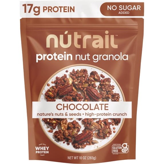 NuTrail 17g Protein Nut Granola Cereal, Chocolate, No Sugar Added, Keto ...