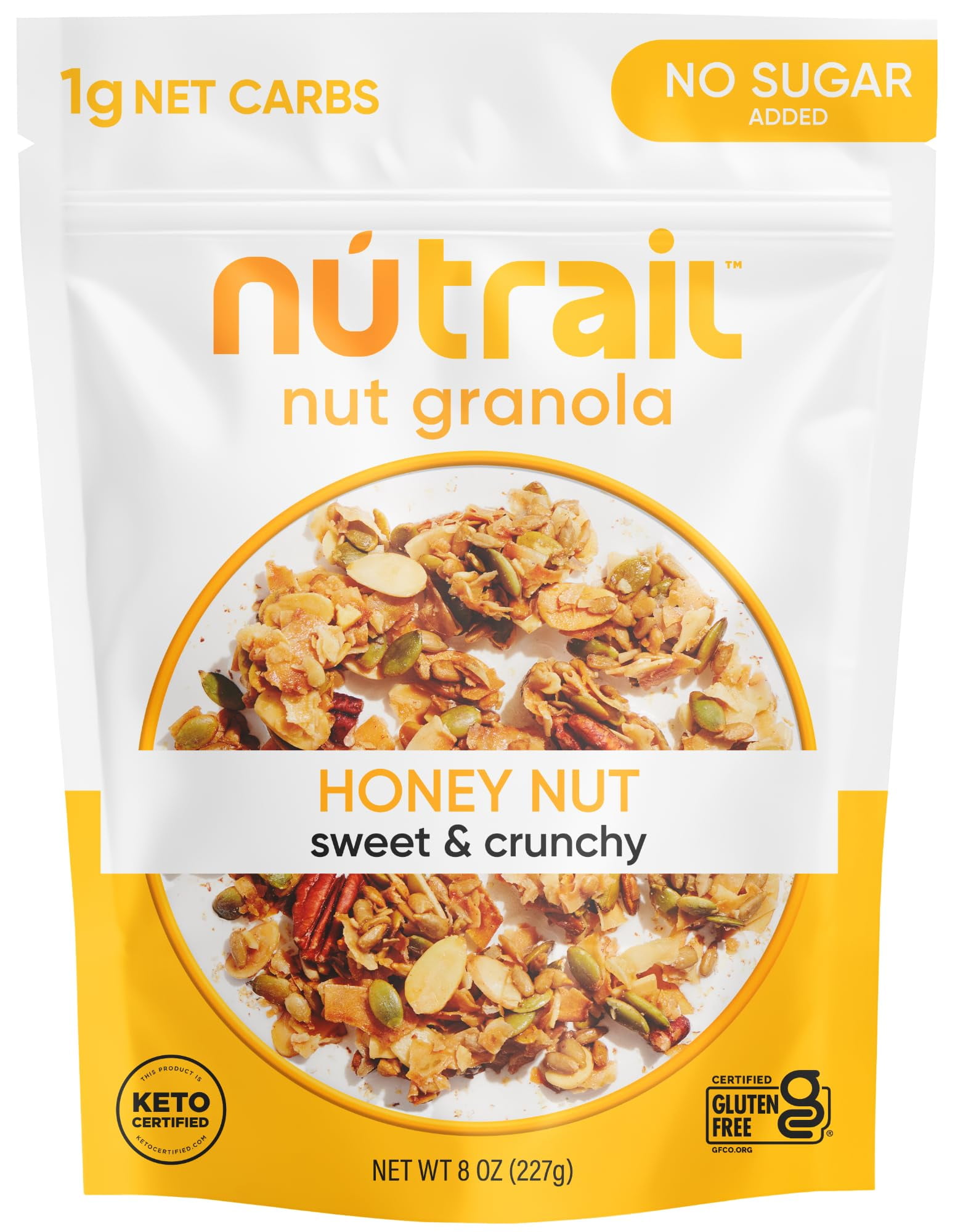 NuTrail Nut Granola Cereal, YPF5 Honey Nut, No Sugar Added, Keto, Low ...