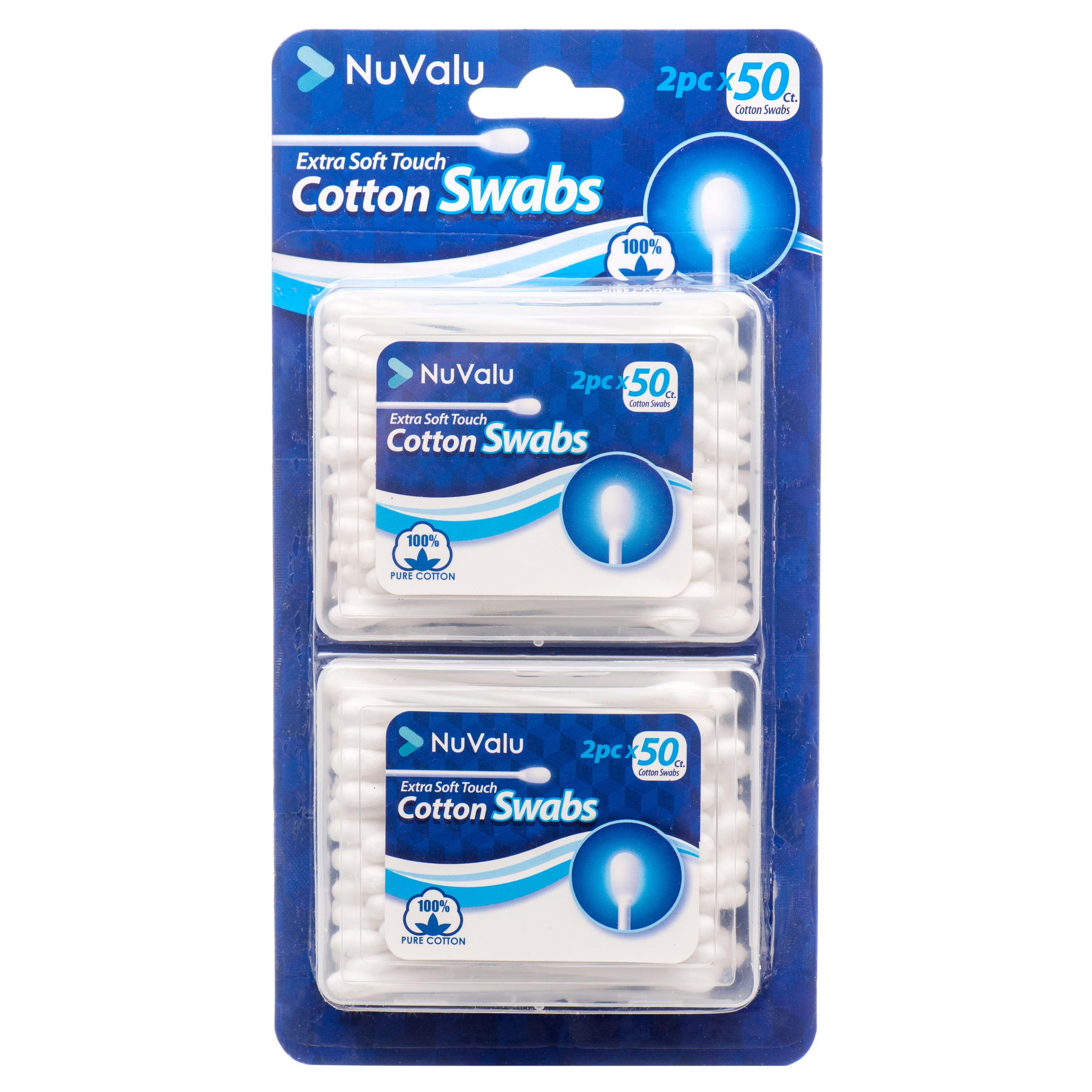 NuValu Cotton Swabs, Multi-Purpose, Extra Soft Touch Double Tipped, 100 ...