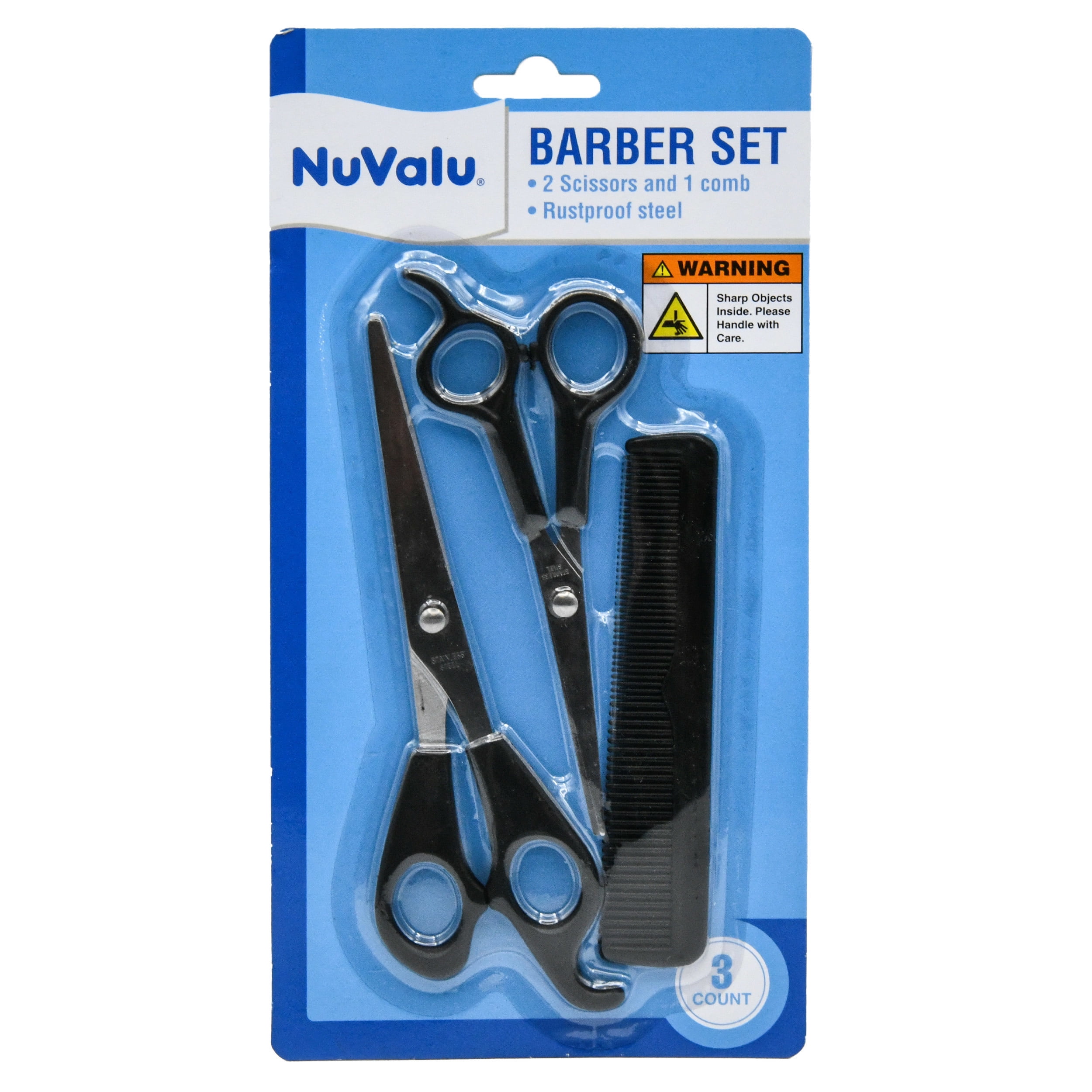 NuValu Haircut Shears 3 Piece Beginner Barber Grooming Set - Walmart.com