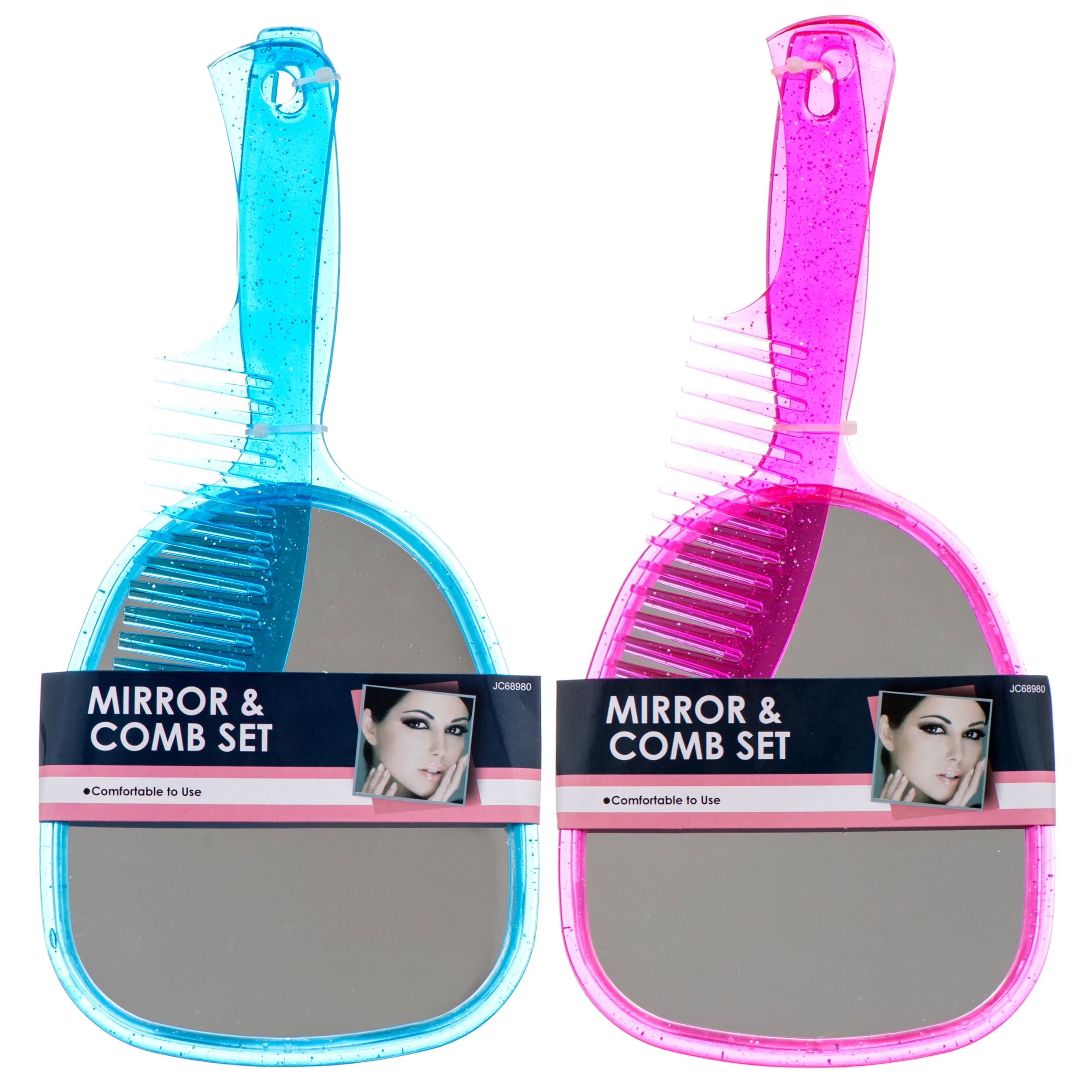 NuValu Handheld Mirror 6 x 5 Inches with 4.5 Inch Handle 2-Piece Comb ...