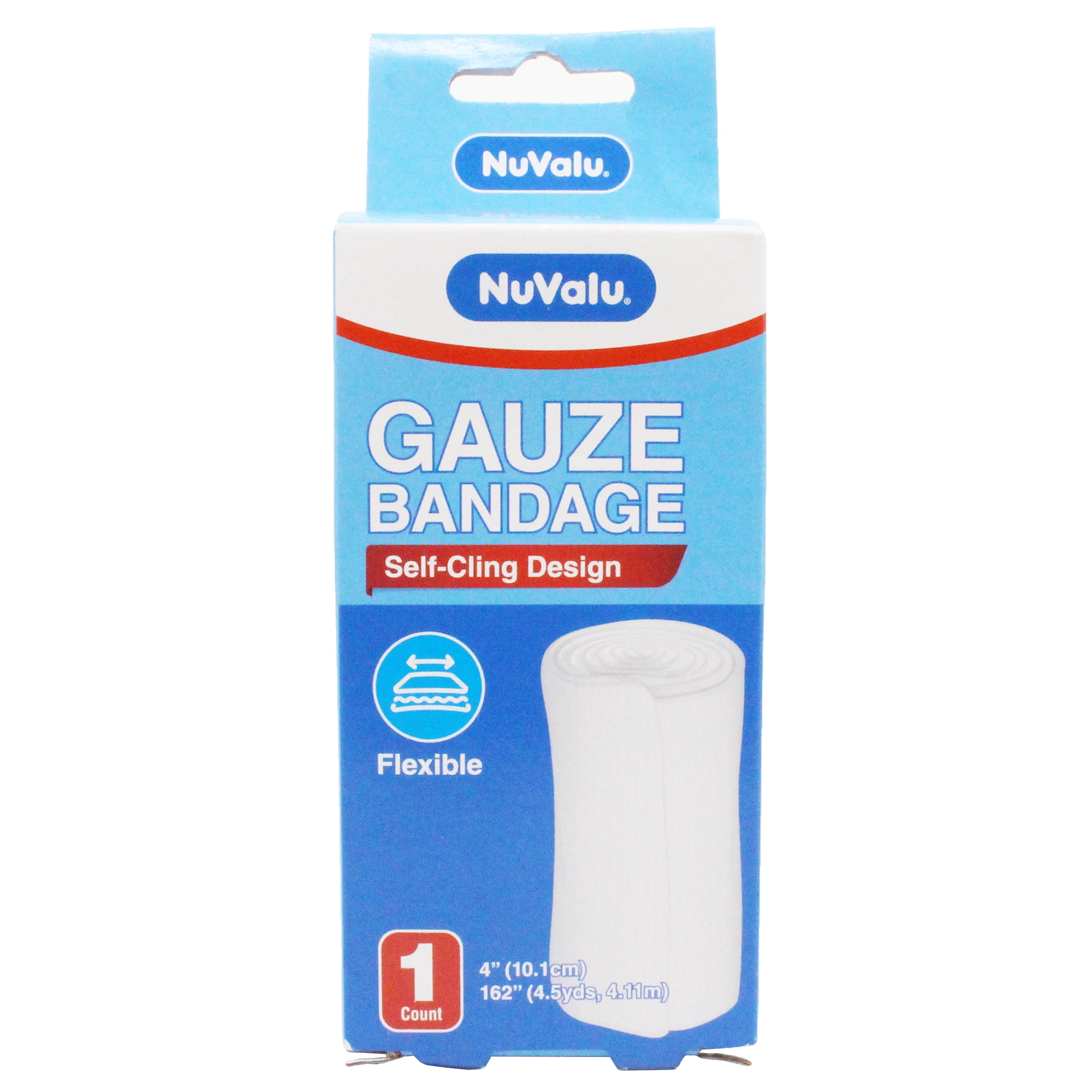 NuValu Rolled Gauze Flexible Bandage Self-Cling for Covering Wounds, 1 ...