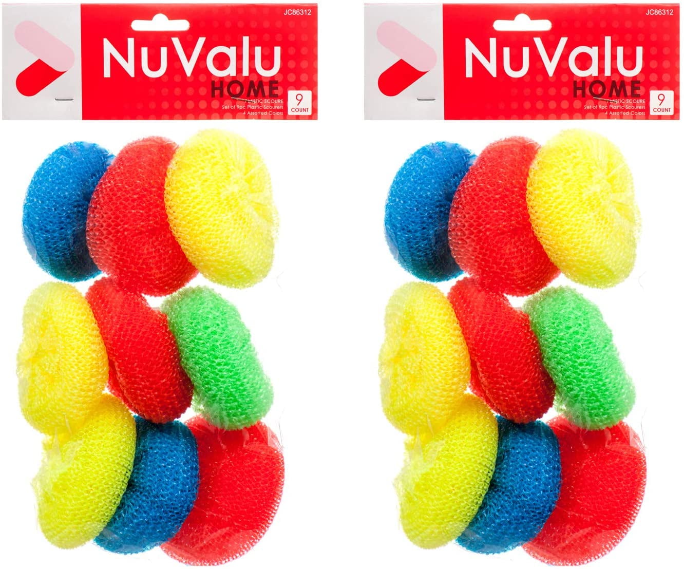 NuValu Round Plastic Mesh Scouring Pads (18 x Assorted Color Pads ...