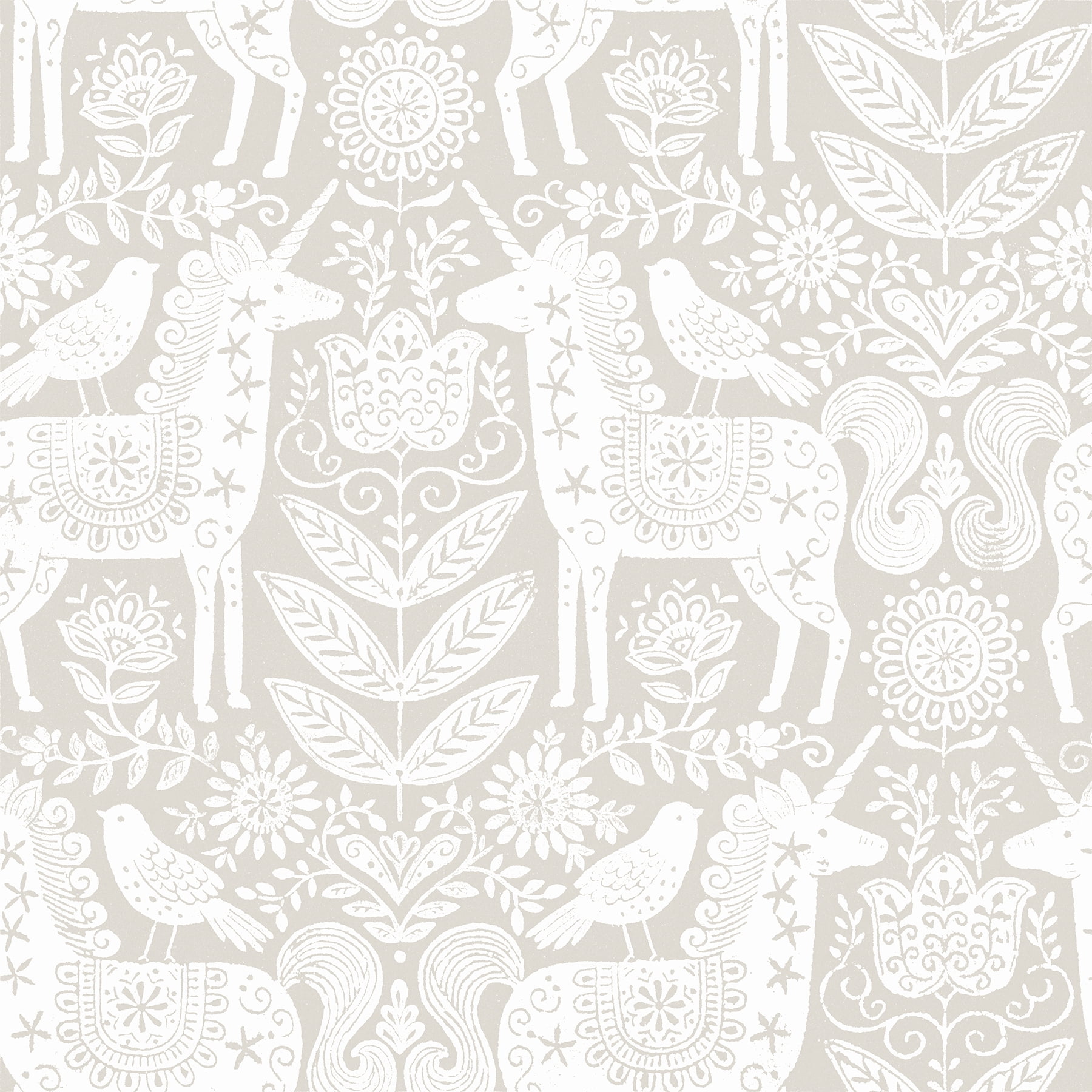 NuWallpaper Unicorn Stamp Taupe Peel & Stick Wallpaper - Walmart.com