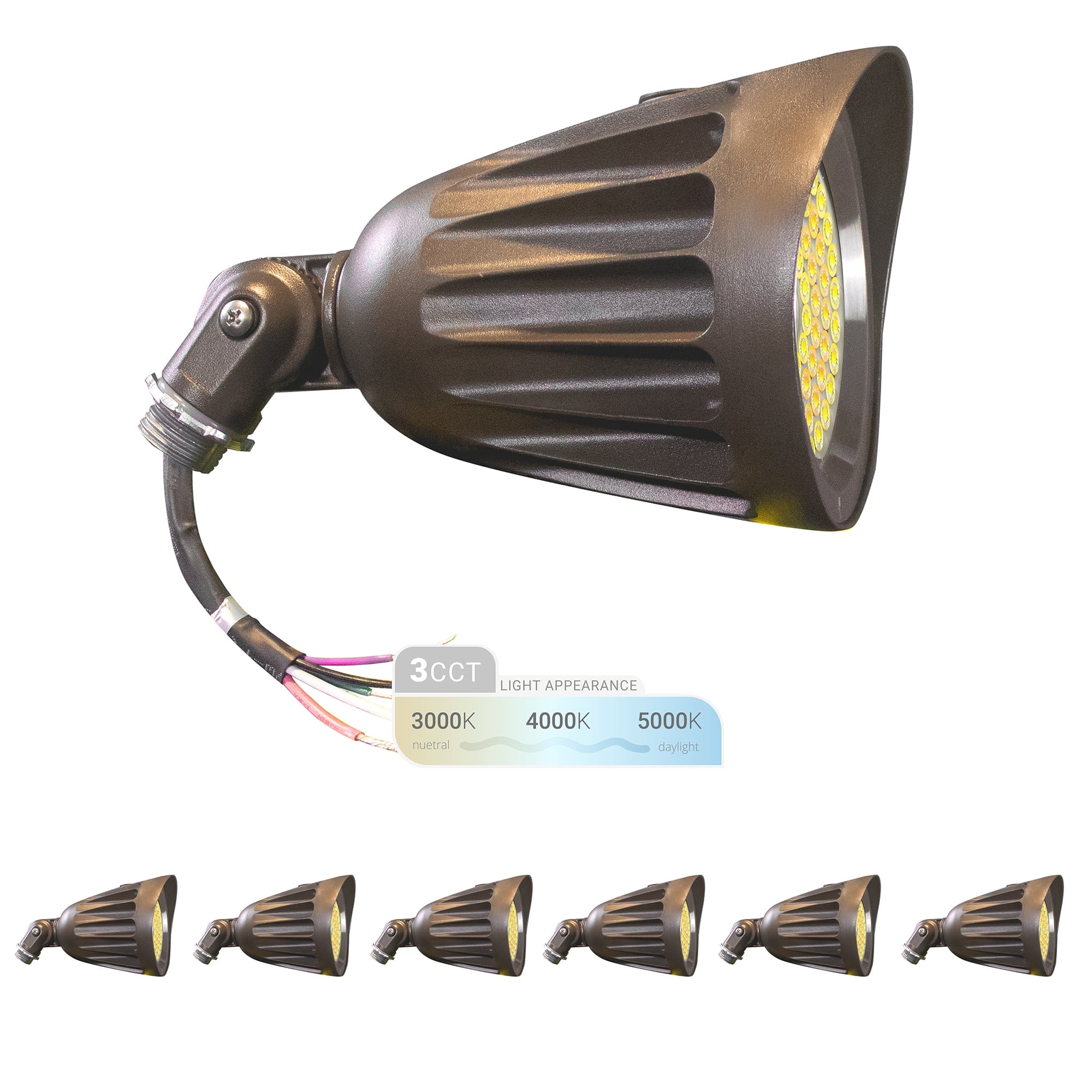 NuWatt 120-277V White LED Outdoor Bullet Landscape Light 25W, 3CCT 1/2 ...