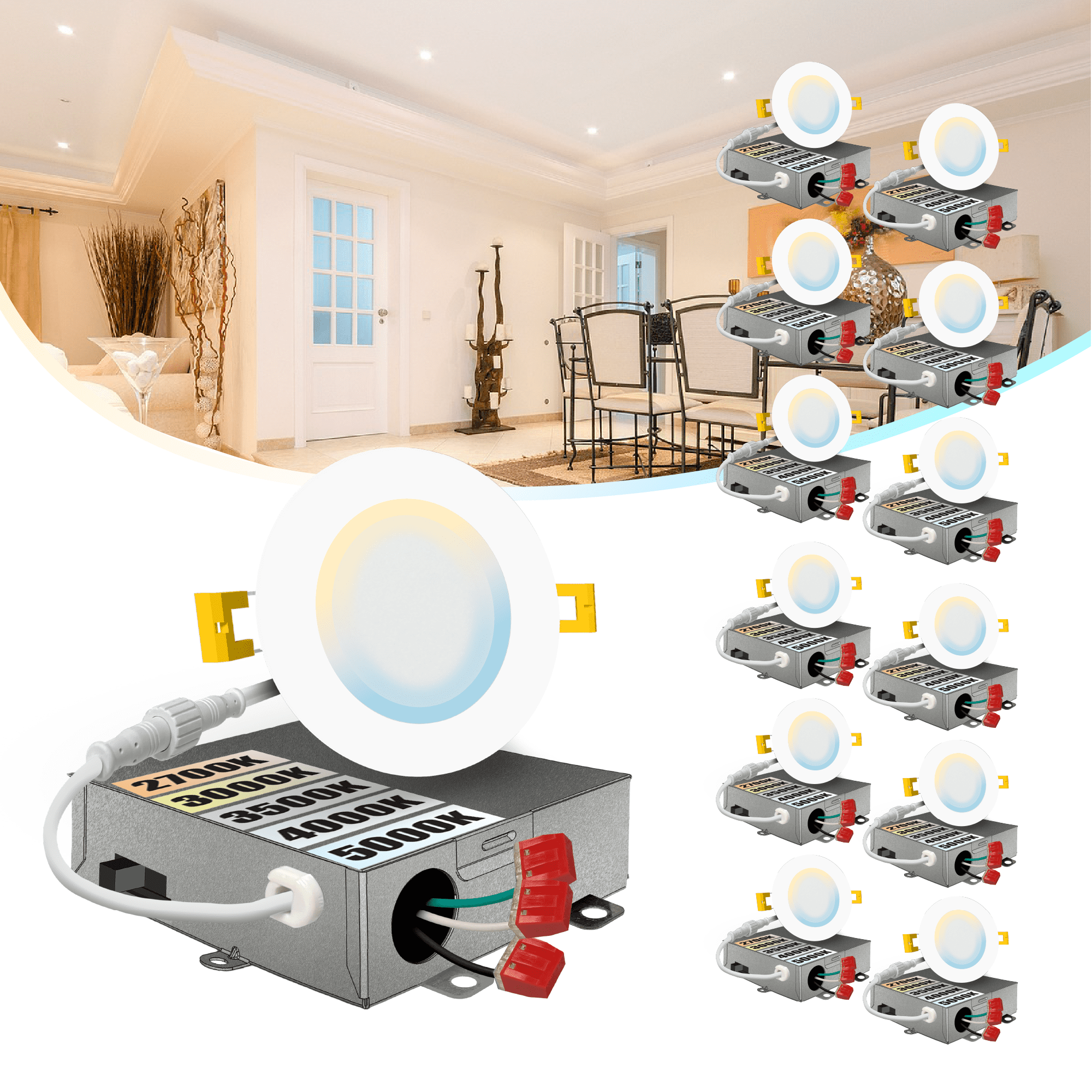NuWatt 3'' Ultra Slim Selectable CCT New Construction LED Canless ...