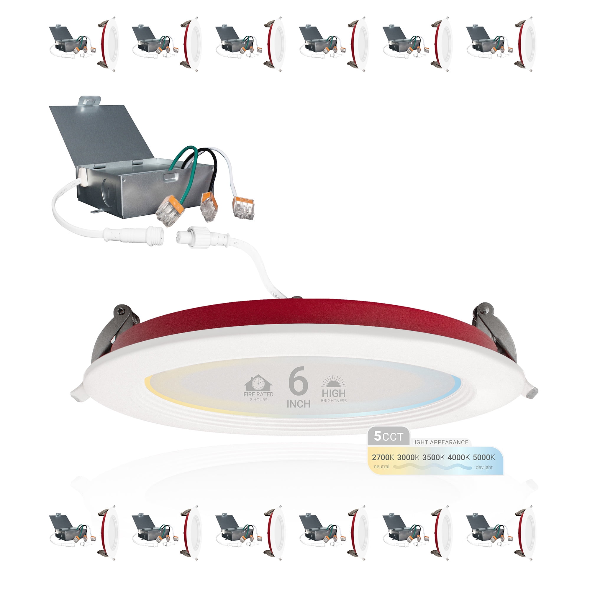 NuWatt 6 In. 2HR Fire Rated Canless Recessed Ceiling Light Baffle Trim ...