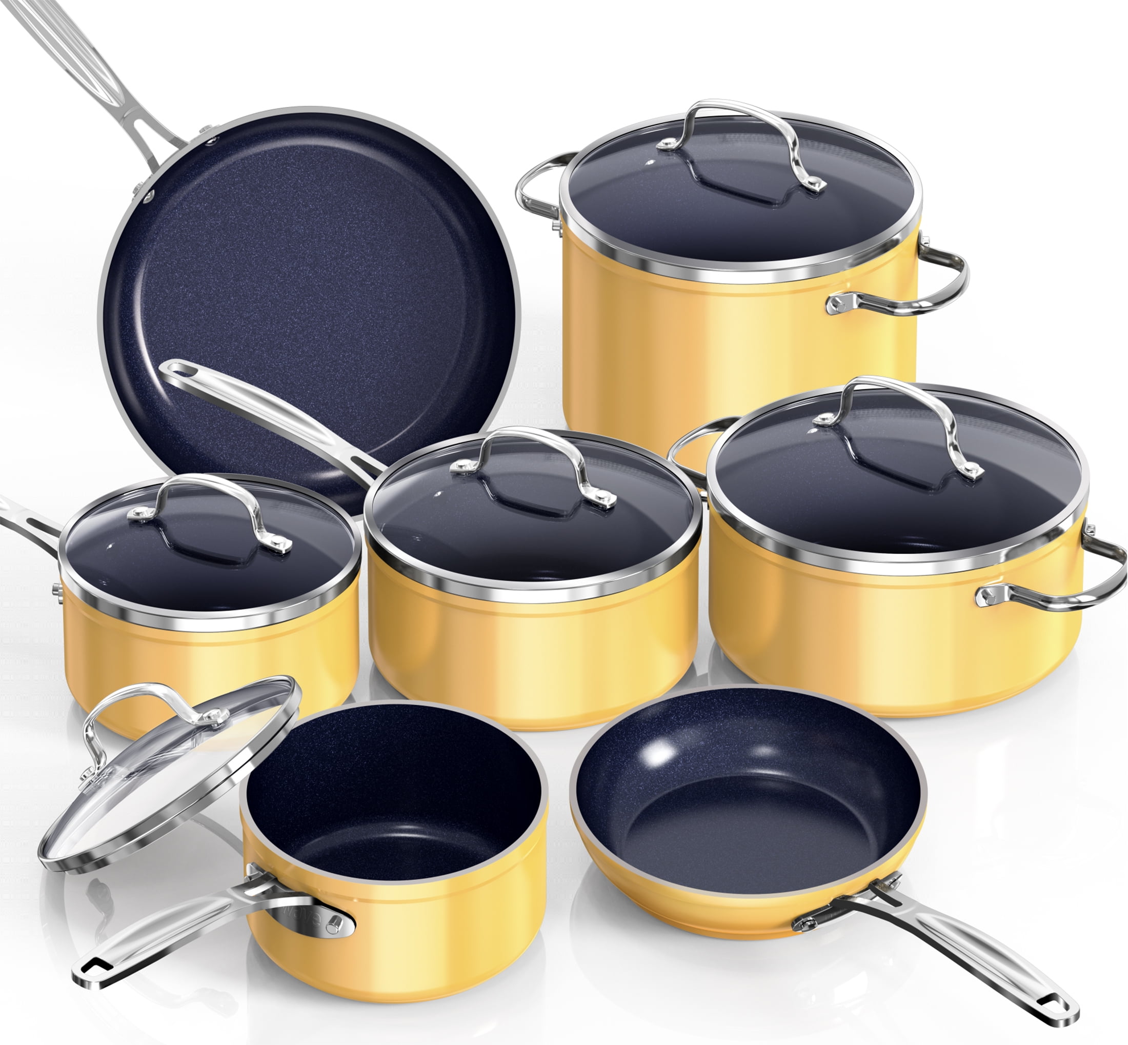NuWave 12pcs Non-Stick Cookware Set, Healthy Duralon Blue Ceramic ...