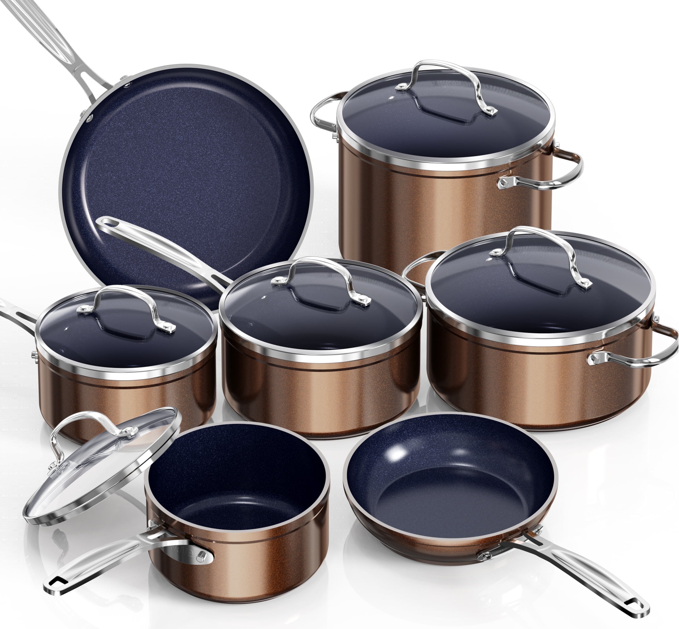 NuWave 12pcs Healthy Duralon Blue Ceramic Non-Stick Cookware Set ...