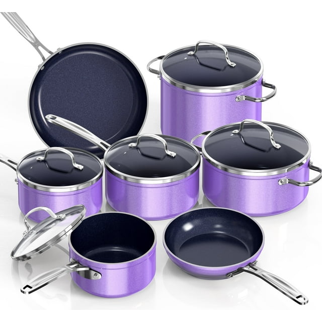 NuWave 12pcs Non-Stick Cookware Set, Healthy Duralon Blue Ceramic ...