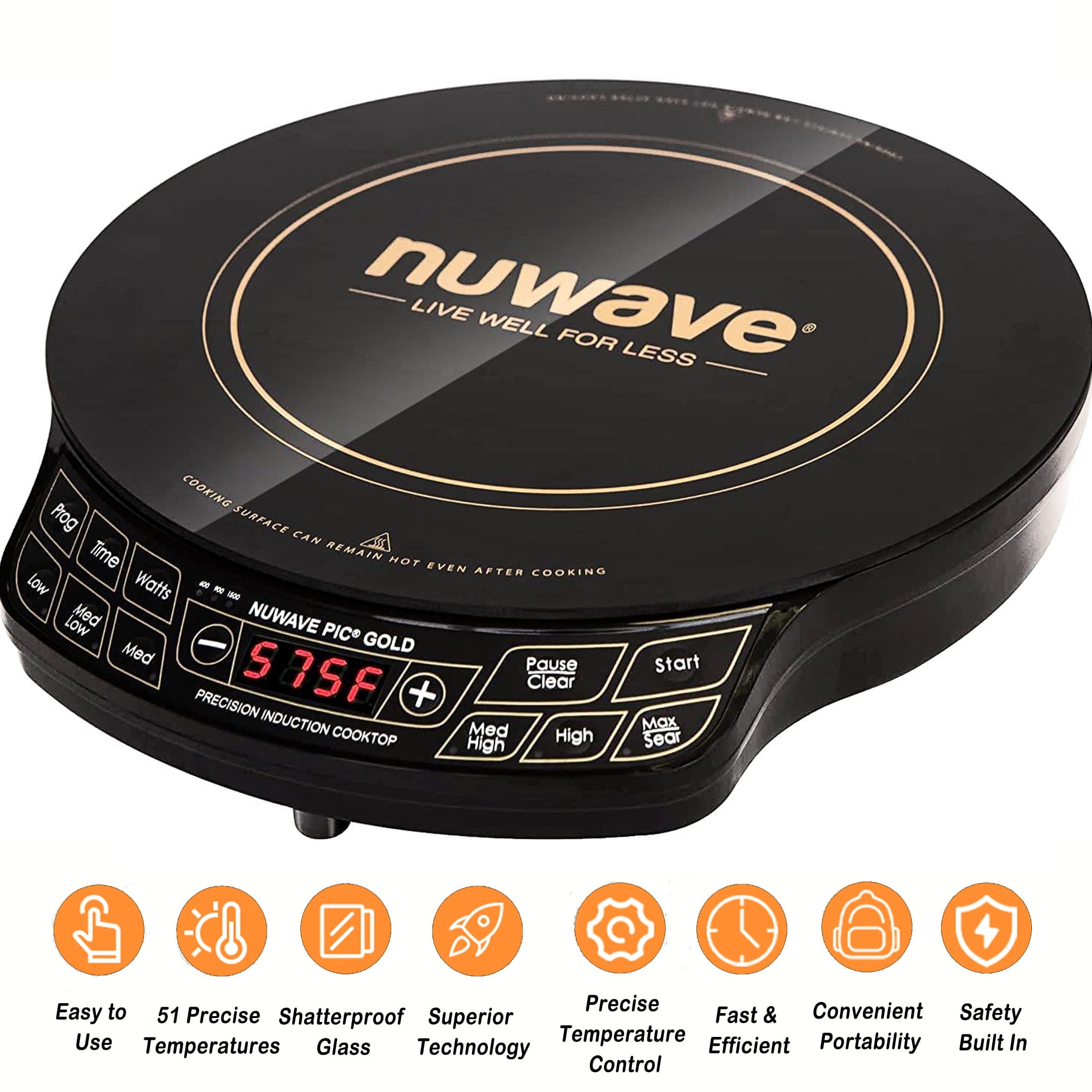 NuWave Precision 8in Portable Induction Cooktop: Adjustable Temp, 3 ...