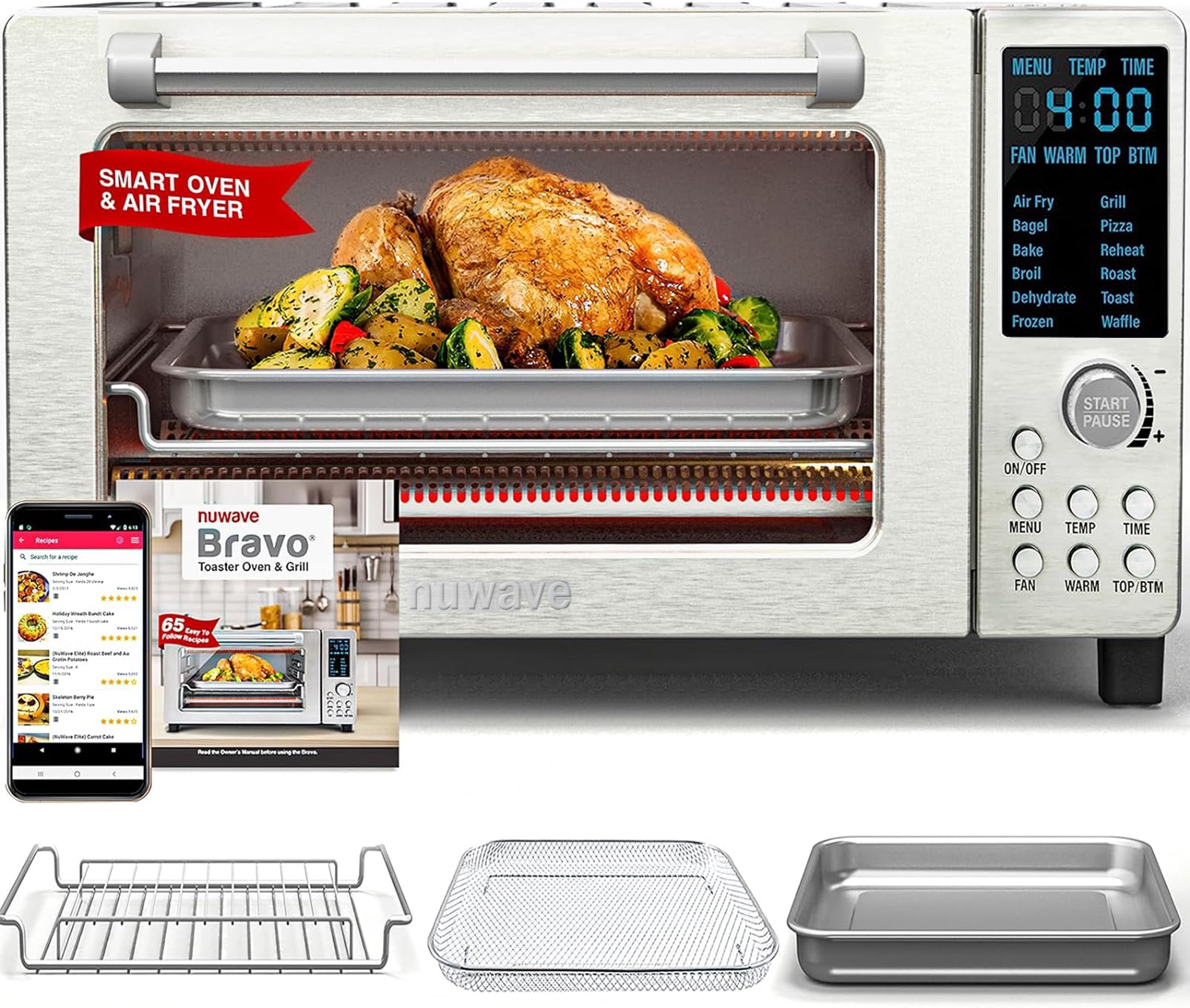 NuWave Bravo 21-Qt Toaster oven, 1800W New Oven & Air Fryer Combo ...