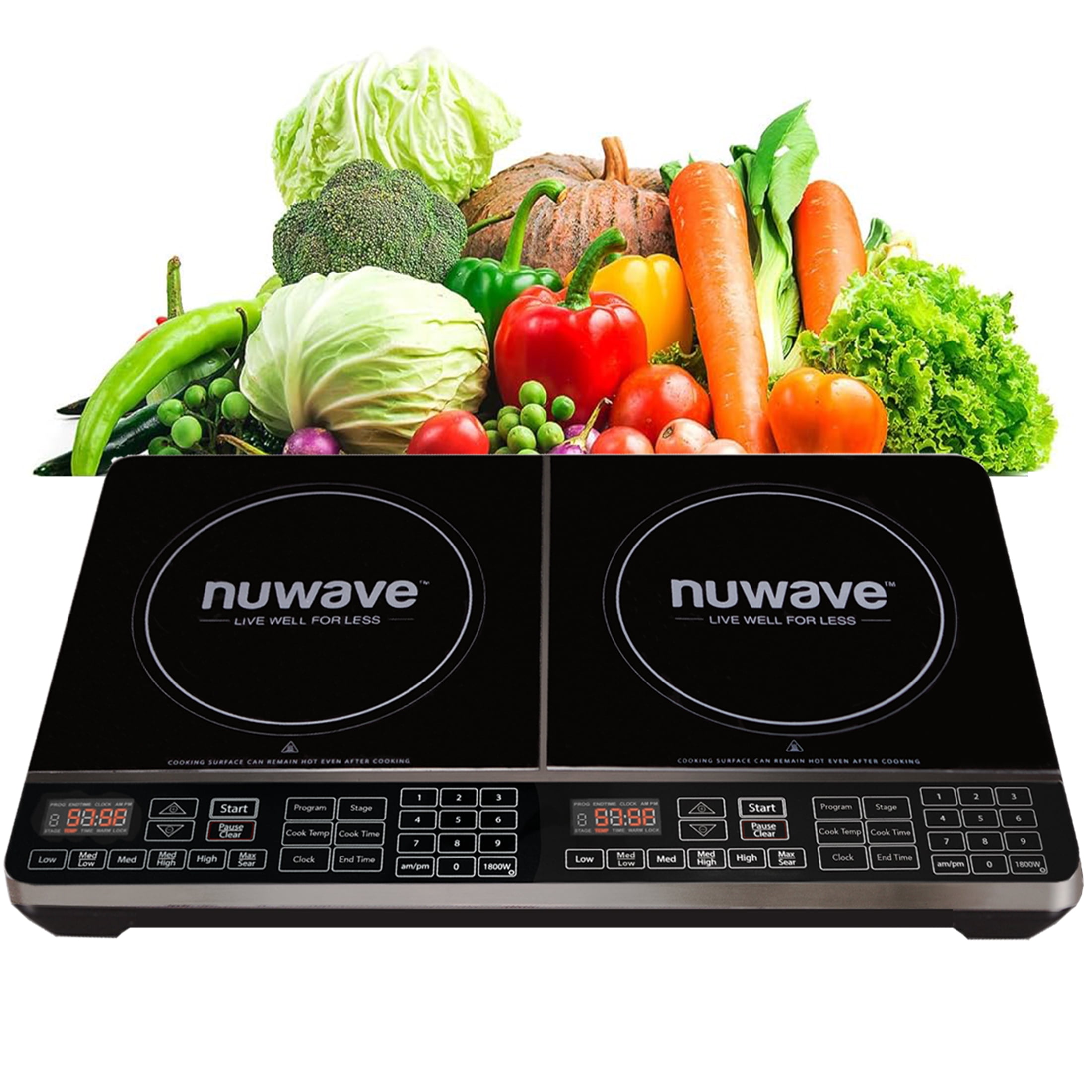 NuWave 8” Portable Ultrathin Double Induction Cooktop with Sensor Touch ...
