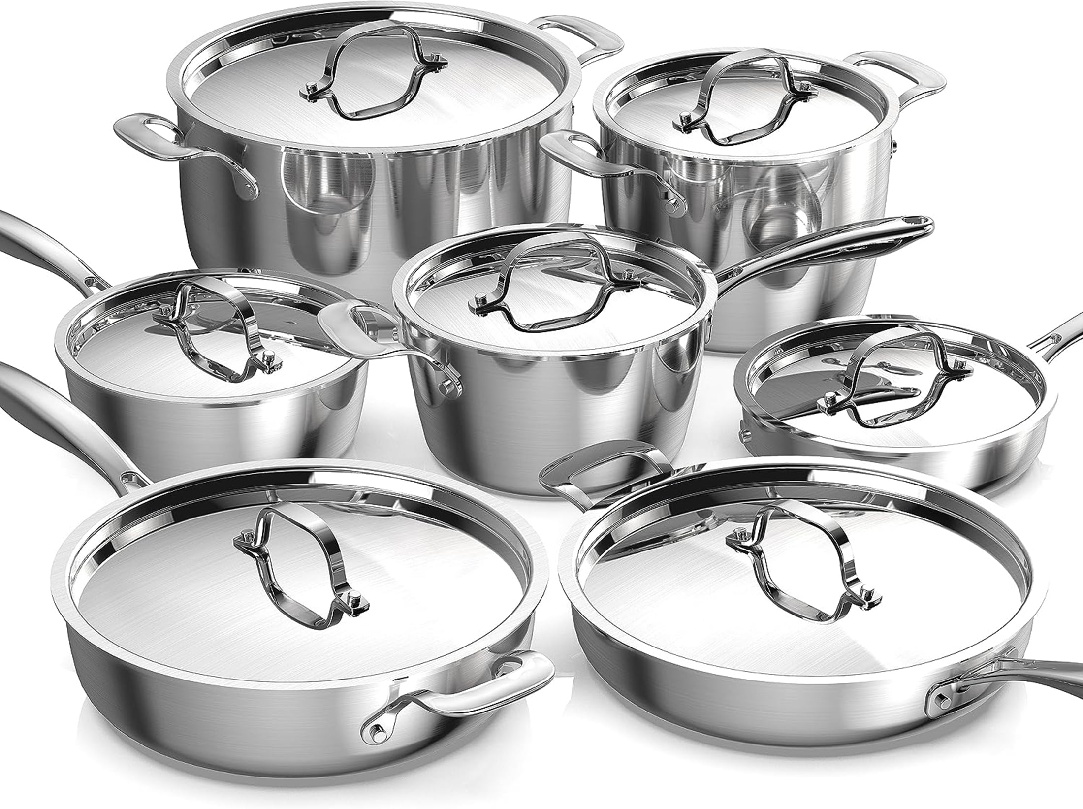 NuWave Professional 9 Pieces Induction Cookware Set, Heavy-Duty Tri-Ply ...