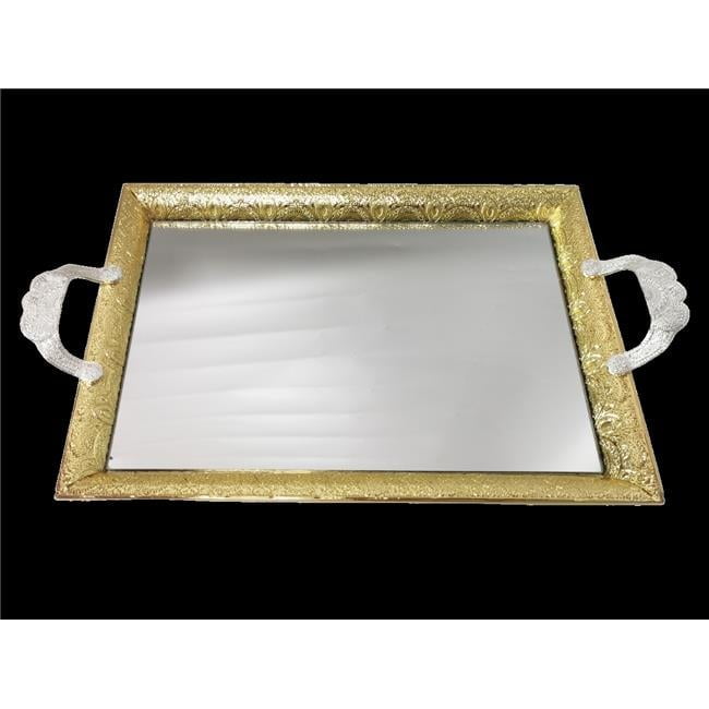 Nua 59982 20 x 14 in. Gold Mirror Tray with Silver Handles - Walmart.com