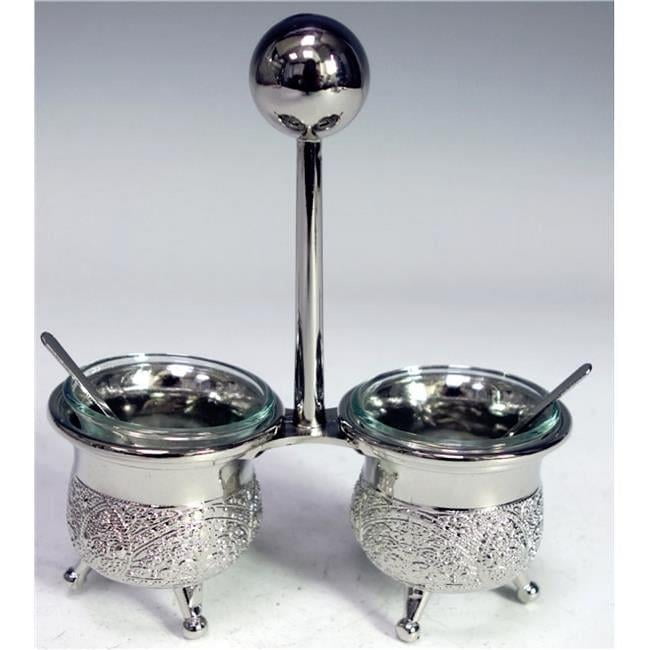 Nua 58411 Silver Plated Filigree Design Salt Holder with Spoons ...