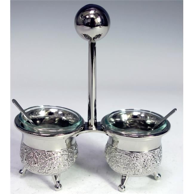 Nua Silver Plated Filigree Design Salt Holder with Spoons - Walmart.com