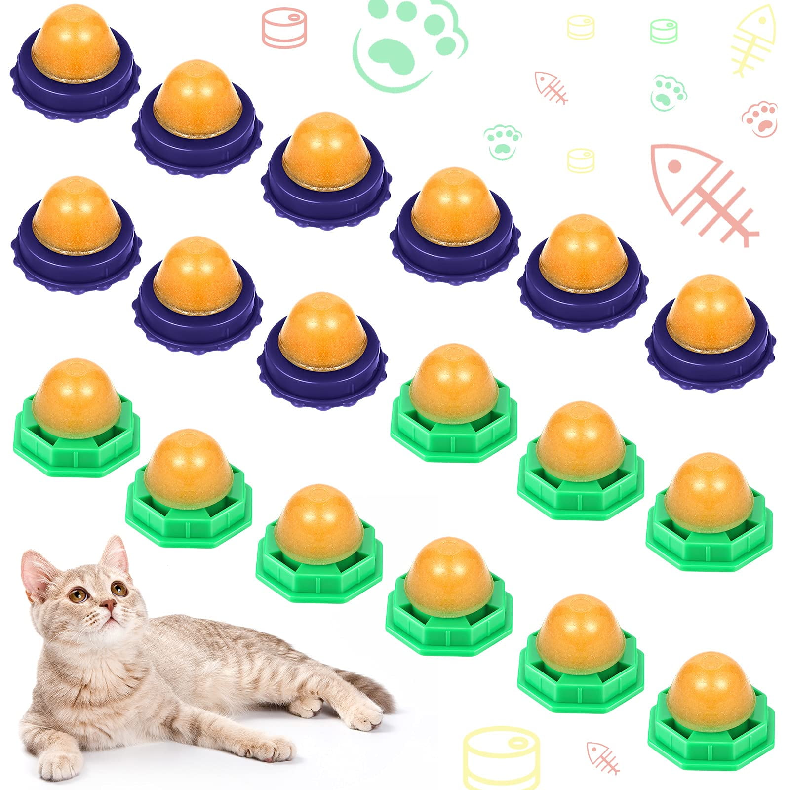 Nuanchu 18 Pieces Cat Catnip Ball, Kitten Treats Snacks Edible Ball ...