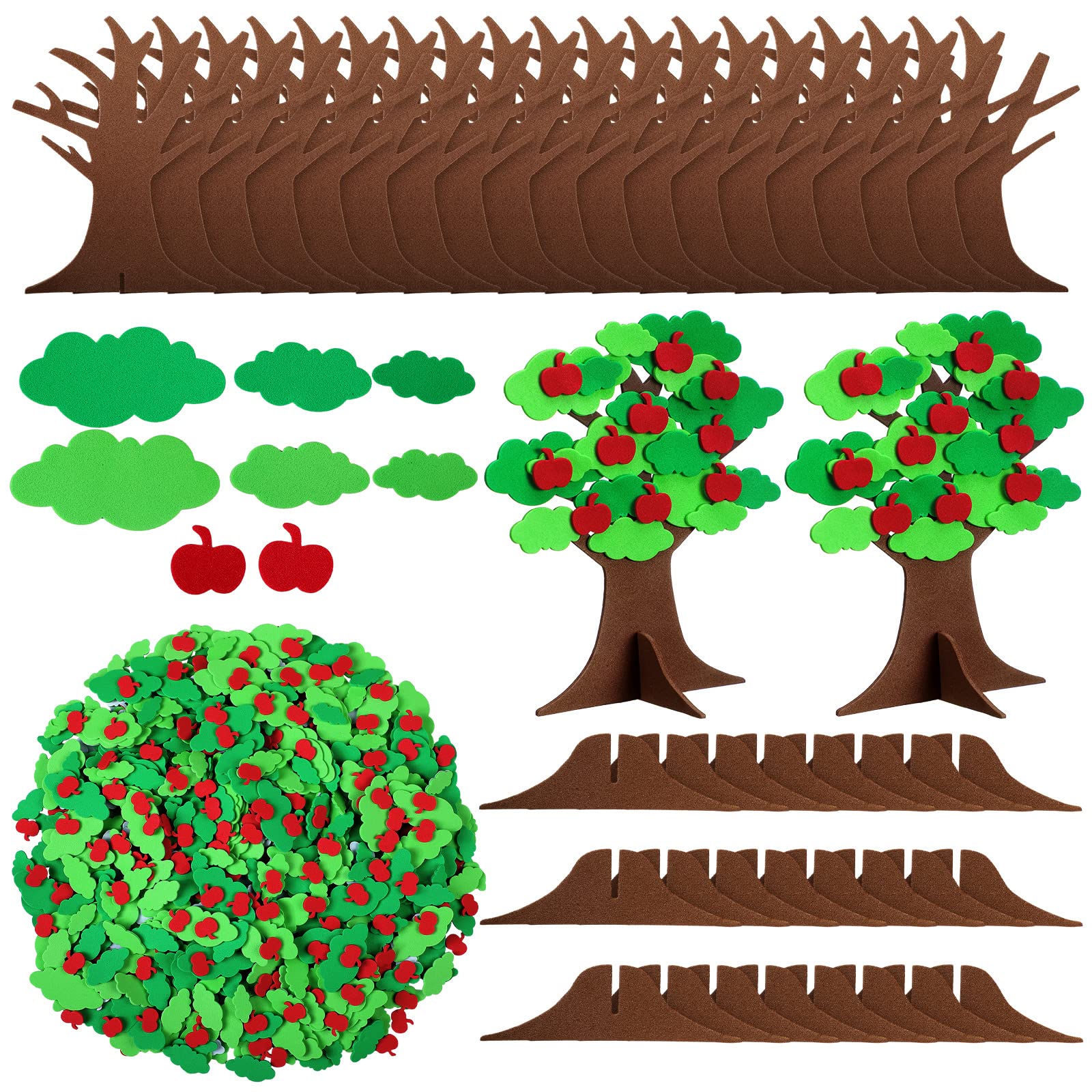 Nuanchu 20 Set 3D Foam Tree Craft Apples Leaves Sticker Self Adhesive ...