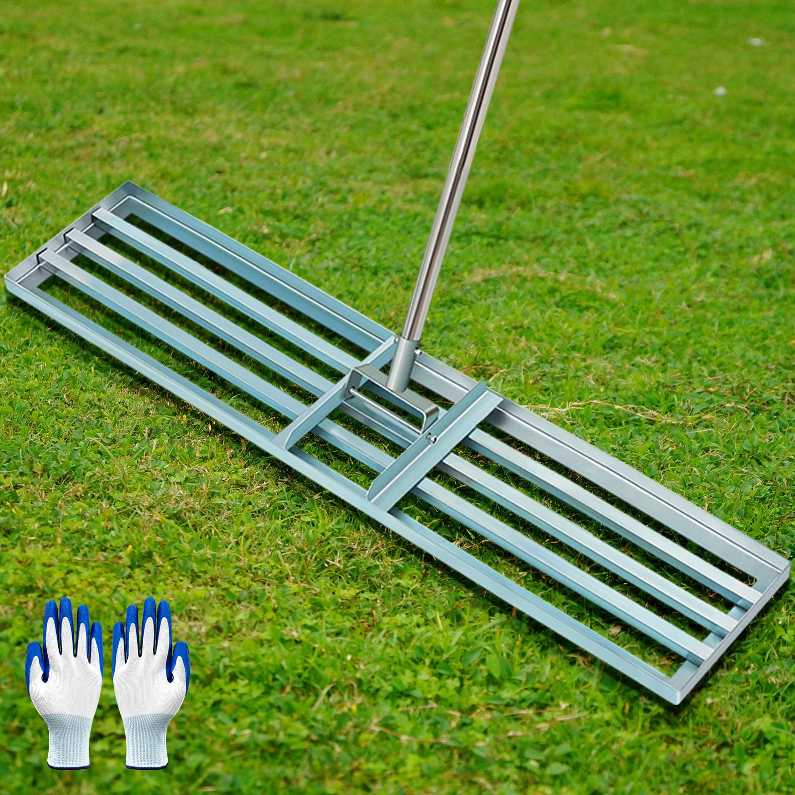 Nuanchu Lawn Leveling Rake with 78'' Long Handle, Stainless Steel ...