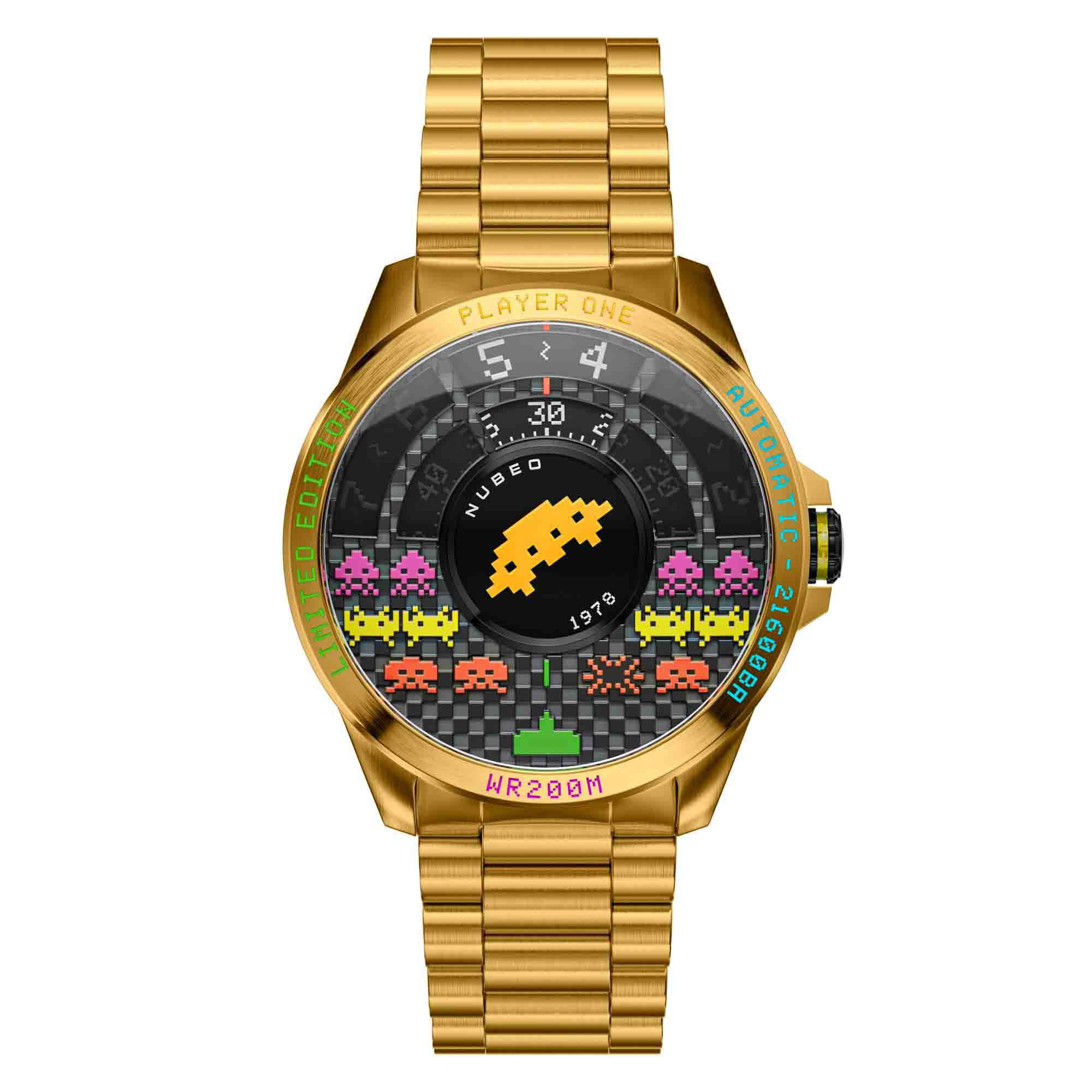 Nubeo Quasar Automatic Space Invaders Voyager Gold Limited Edition ...