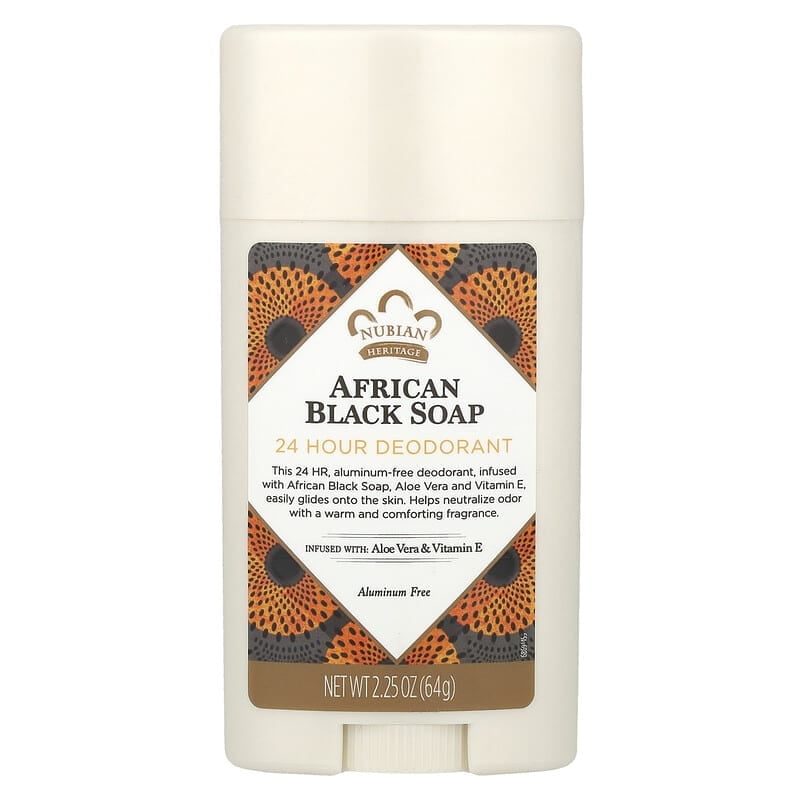 Nubian Heritage, 24 Hour Deodorant, African Black Soap, 2.25 oz (64 g ...
