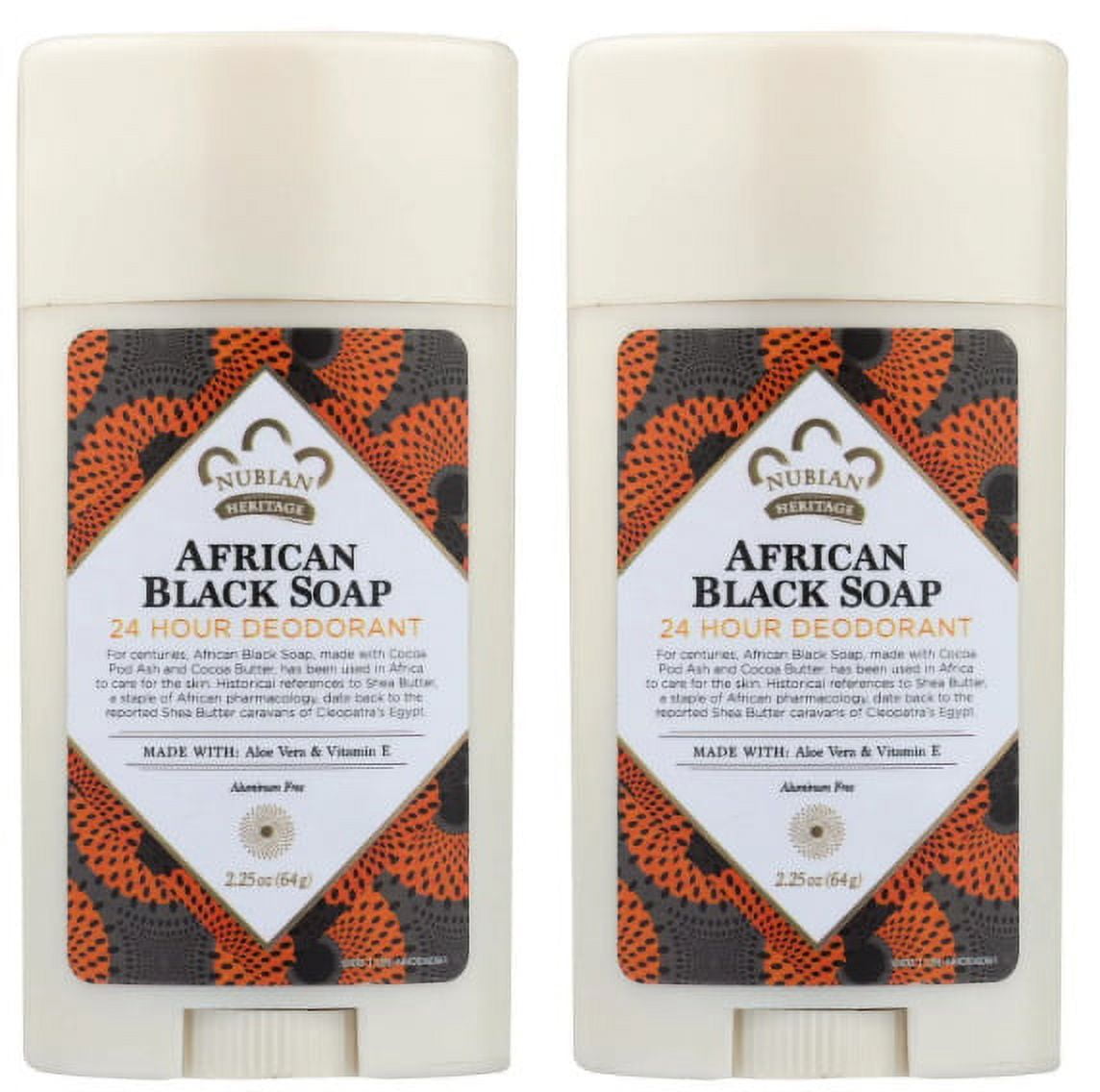 Nubian Heritage 24 Hour Deodorant African Black Soap, 2.25 oz(Pack of 2 ...