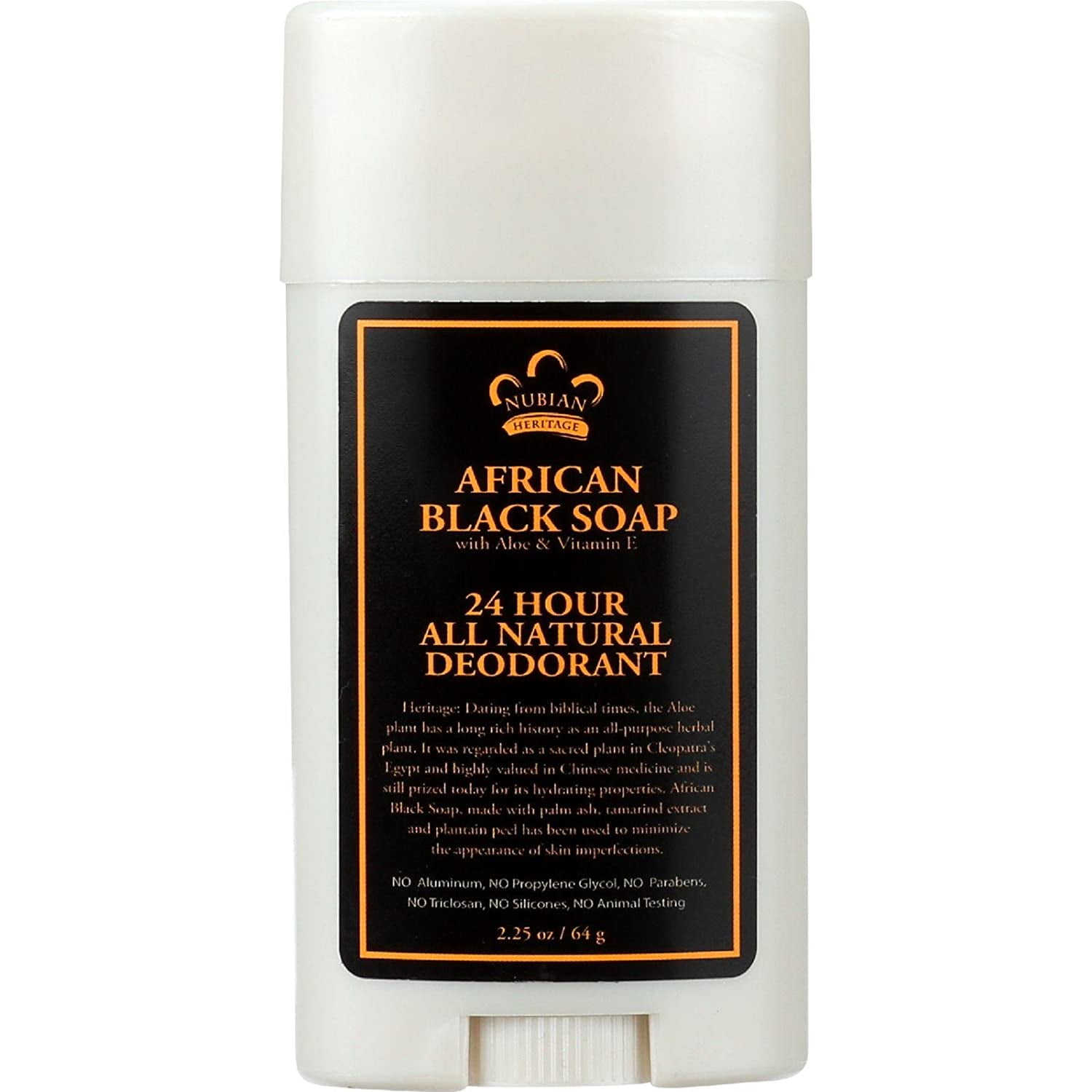 Nubian Heritage 24 Hour Natural Deodorant African Black Soap, 2.25 Oz ...