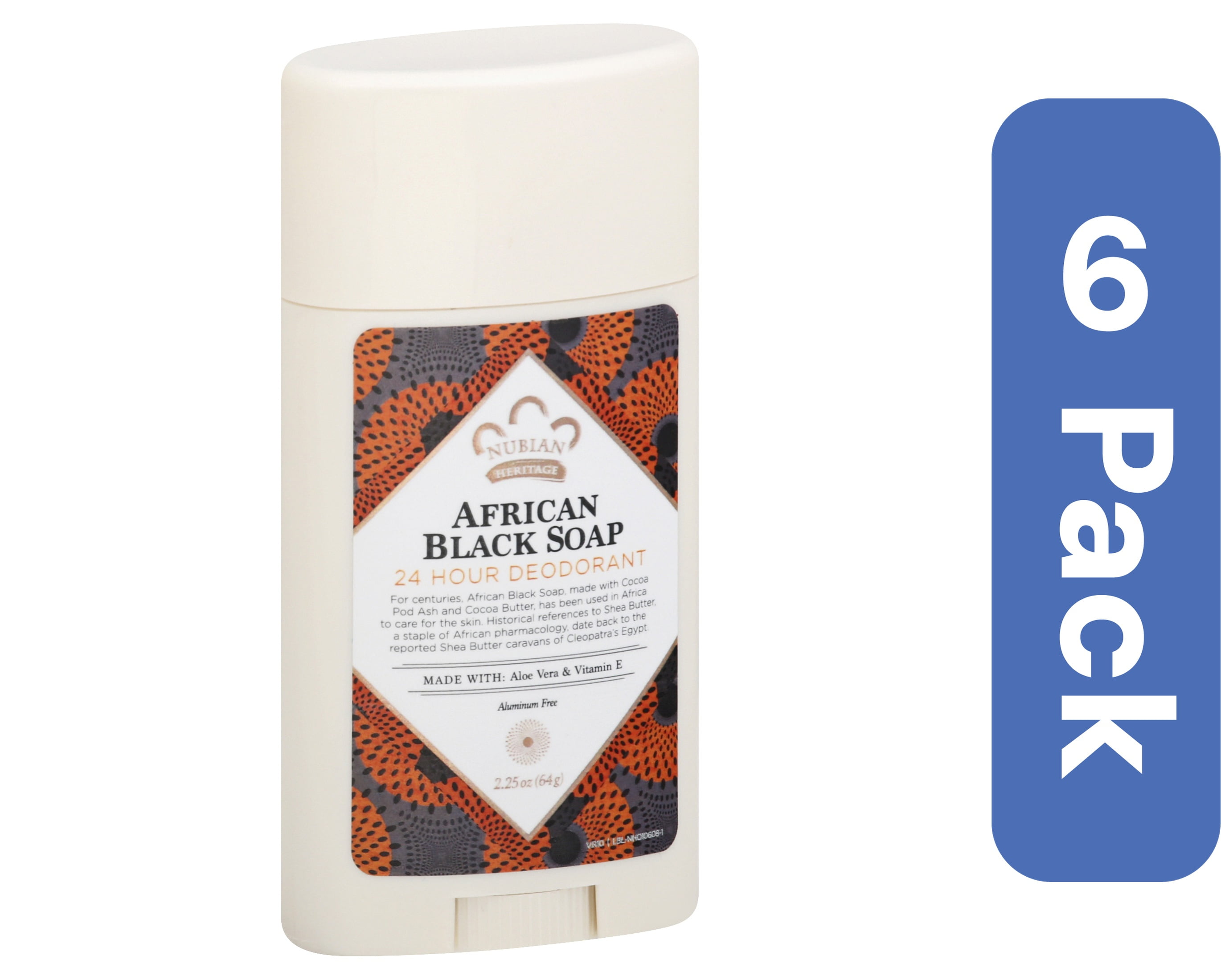 Nubian Heritage Deodorant African Black Soap 2.25 oz (Pack of 6 ...
