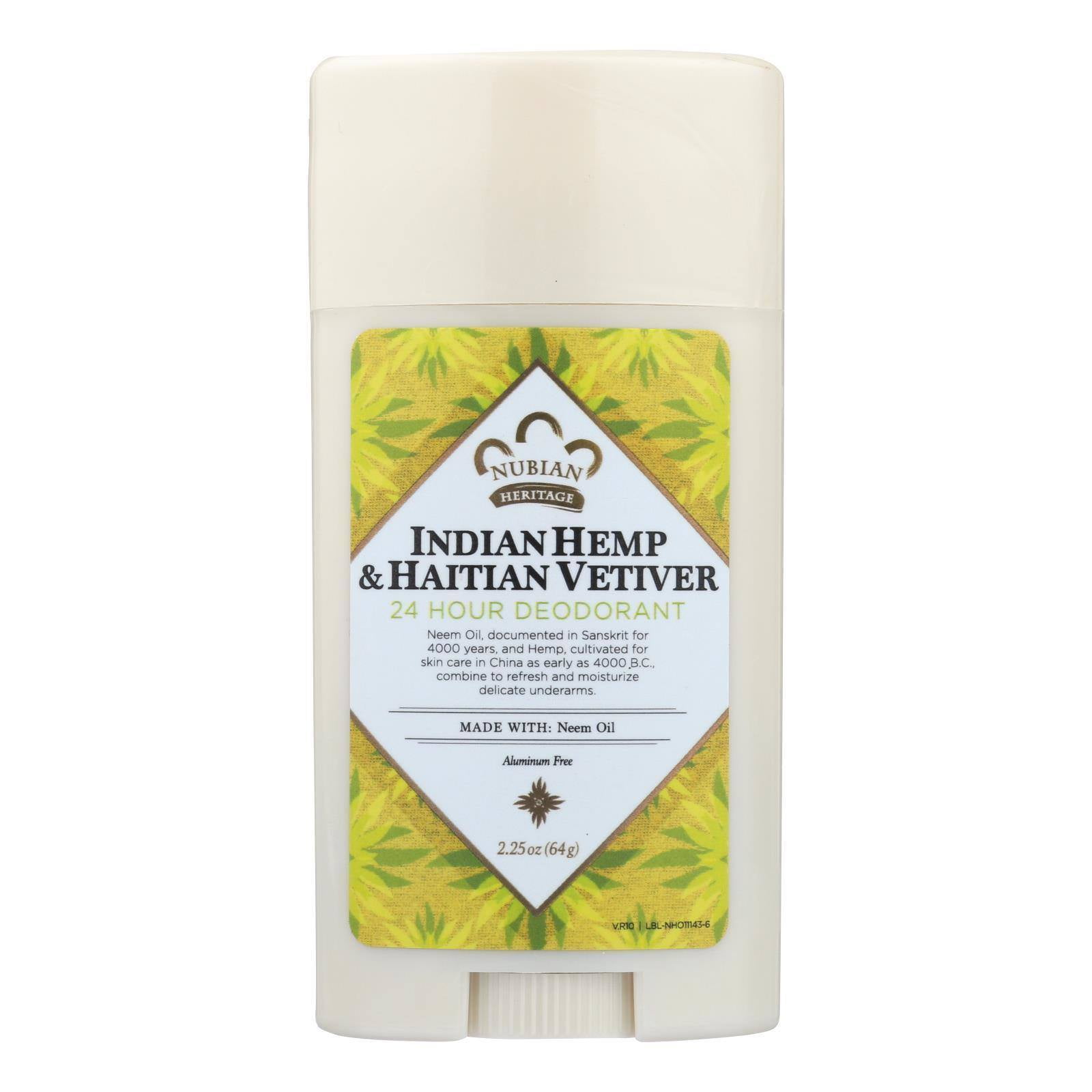 Nubian Heritage Deodorant - All Natural - 24 Hour - Indian Hemp and ...