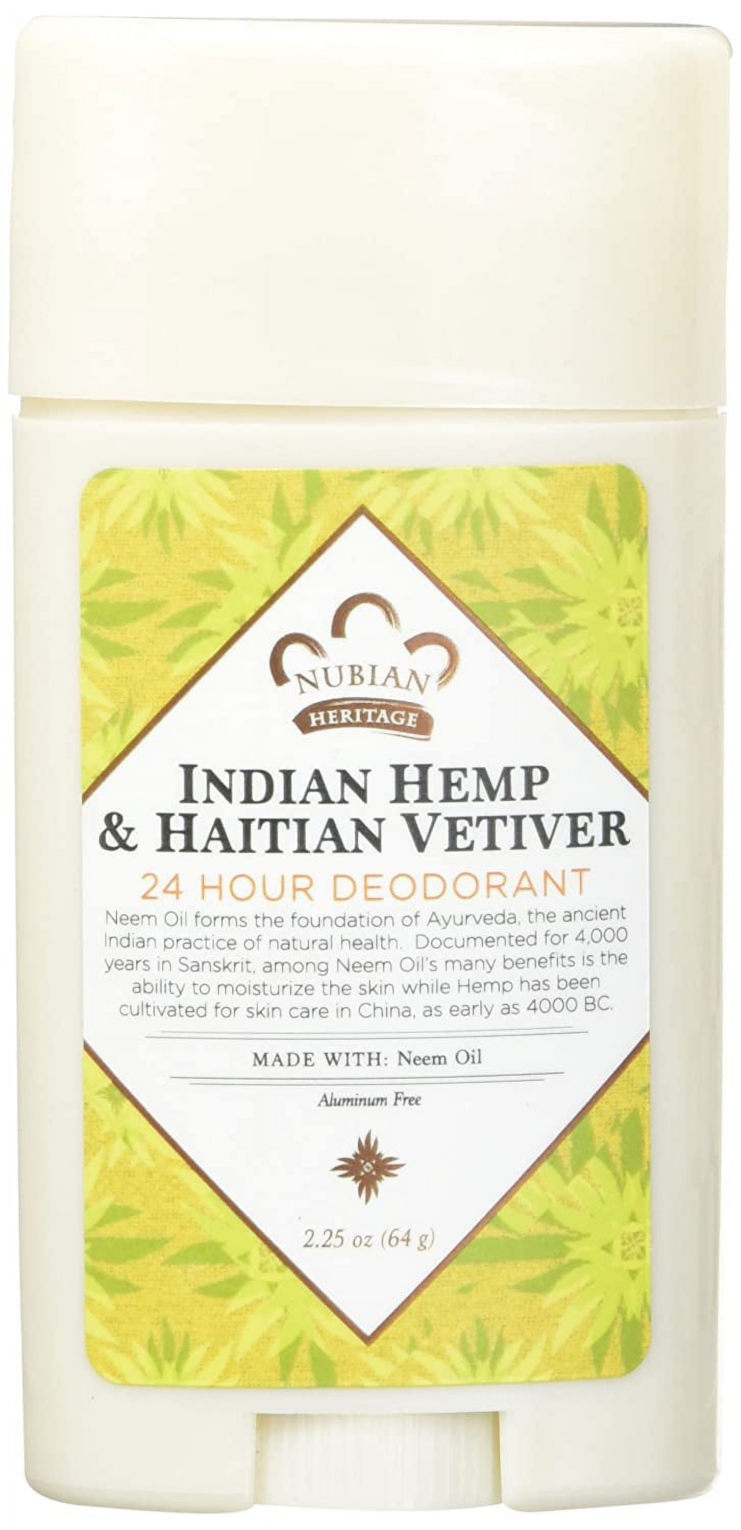 Nubian Heritage Deodorant - all Natural - 24 Hour - Indian Hemp and ...