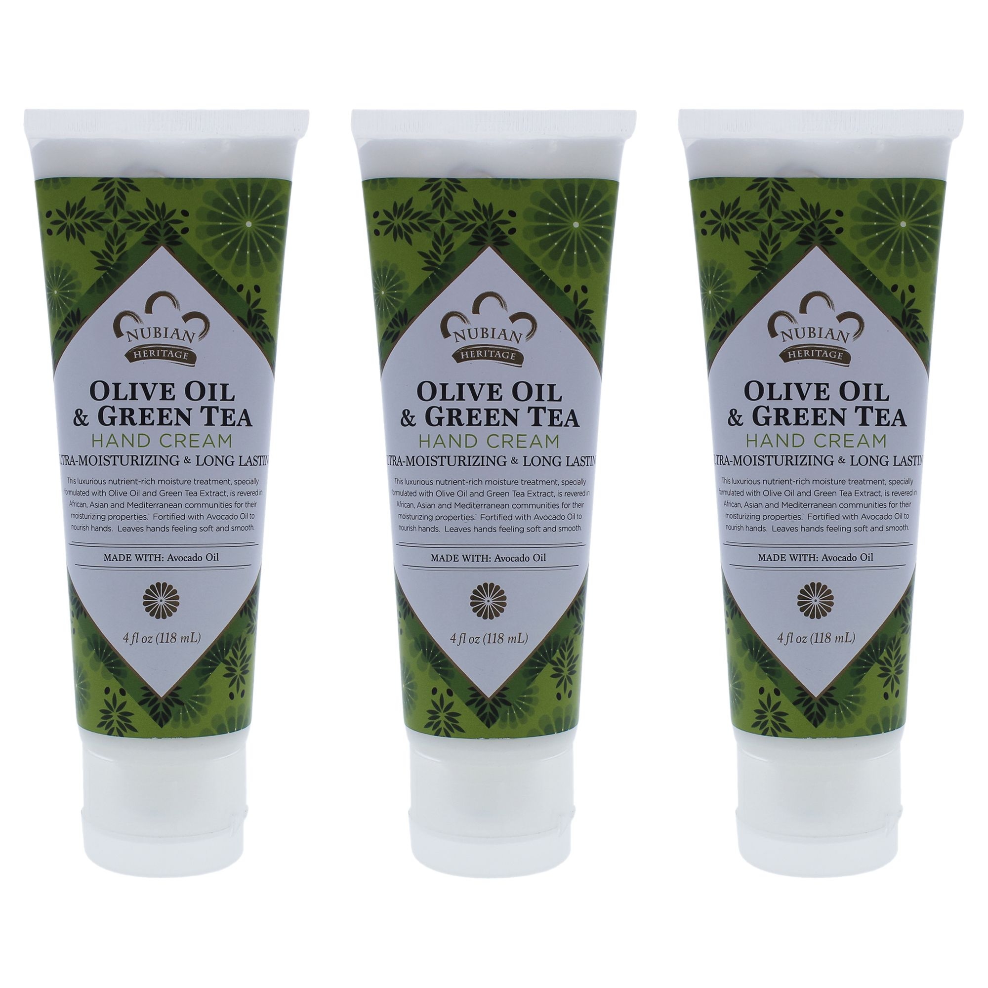 Nubian Heritage Olive Oil and Green Tea Hand Cream - Pack of 3, Cream 4 ...