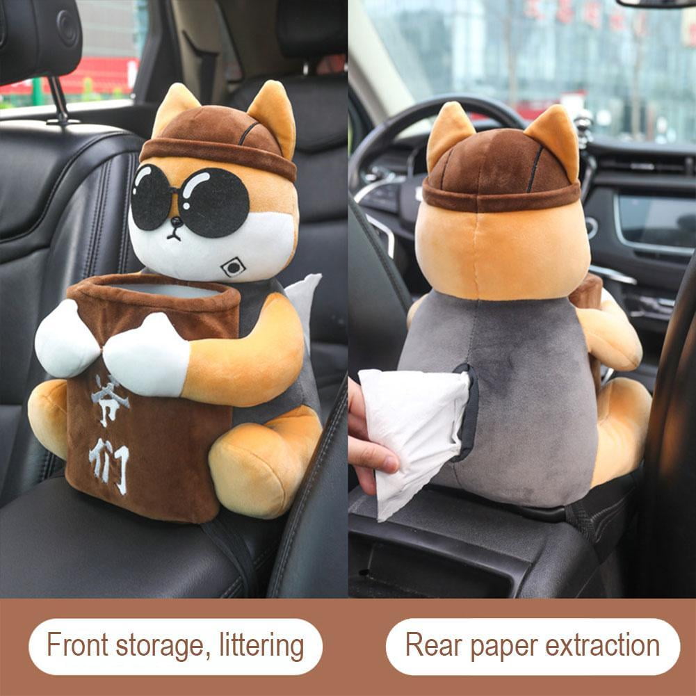 Nuboxa Cute Plush Dog Car Tissue Box Central Console Plush Dog Car ...