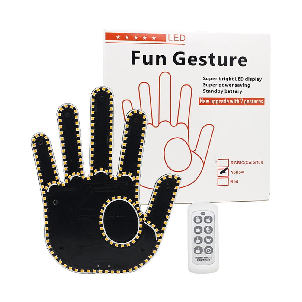 Nuboxa Finger Gesture Light with Remote LED Car Back Window Funny Sign ...
