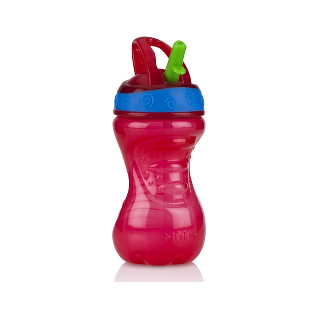 Nuby Toddler Trainer, 2 Pack 10 Ounce Spill-Proof Flip-It Straw Sippy Top Cup, Baby Cups, Colors ...