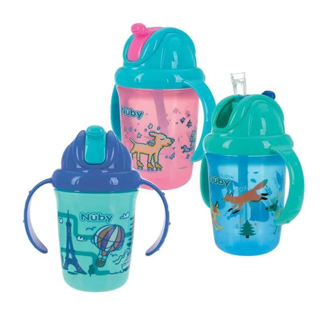 Nuby 2376634 8 oz 12 Plus Months No-Spill Cups, Assorted Prints - Case of 48 - Walmart.com