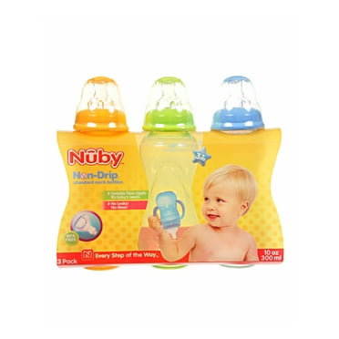 Nuby 3-Pack Non-Drip Standard Neck Bottles (10 oz.) - red/green, one size - Walmart.com