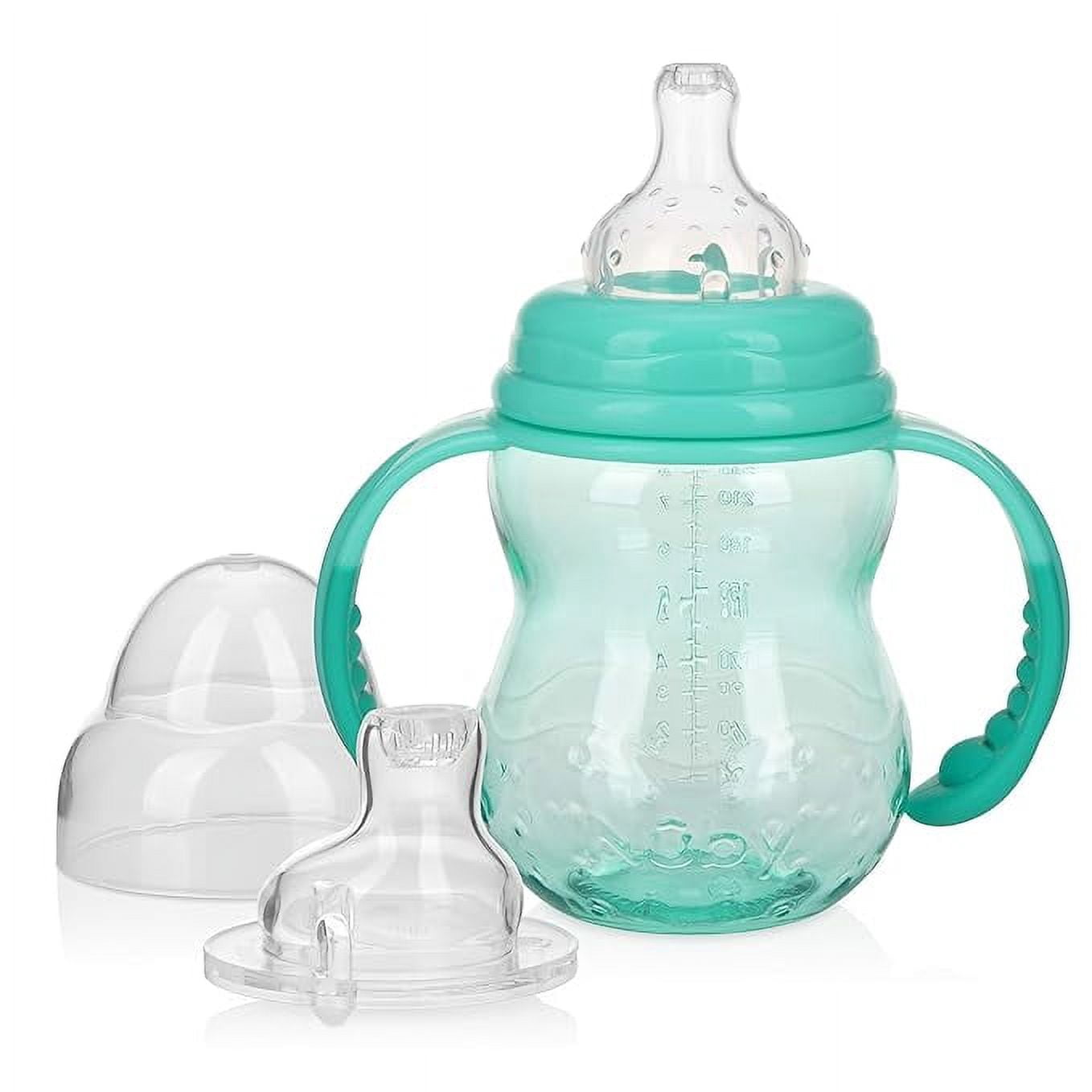 Nuby 3 Stage Tritan Wide Neck Grow with Me No-Spill Bottle to Cup, 8 Oz ...