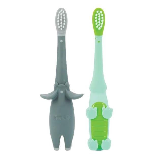 Nuby 2379298 Alligator & Elephant Toothbrush Sets for Toddler - Pack of ...
