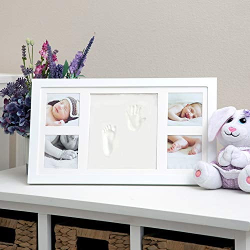 Nuby Baby Hand & Footprint Kit with Frame That Holds Four 3 x 3" Photos & 1 Clay Print Kit for ...