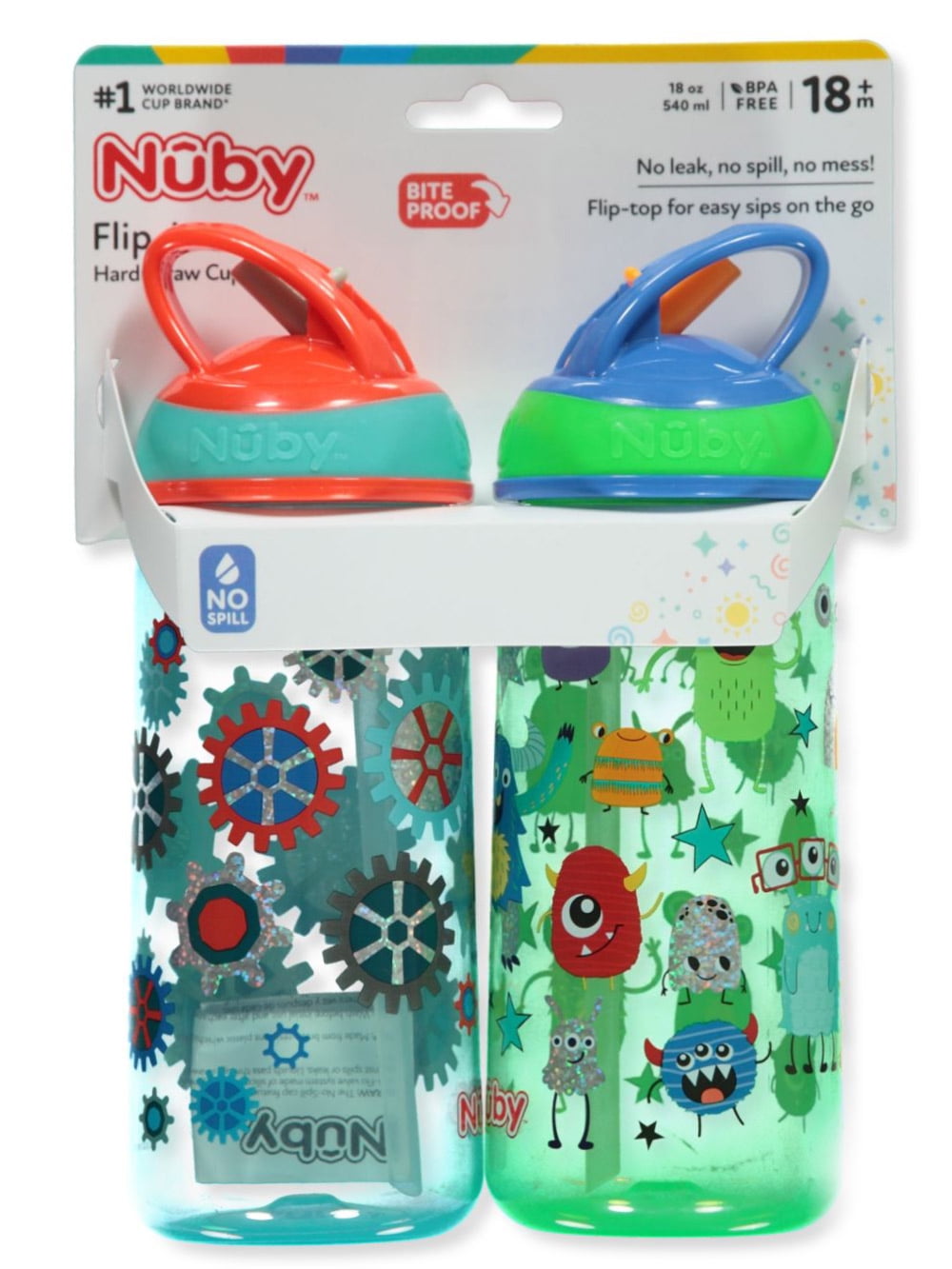 Nuby Baby Unisex 2-Pack No-Spill Bottles - orange/blue, one size ...