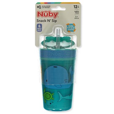 Nuby No-Spill 360 Weighted Straw GripN’Sip Cup Gray - Walmart.com